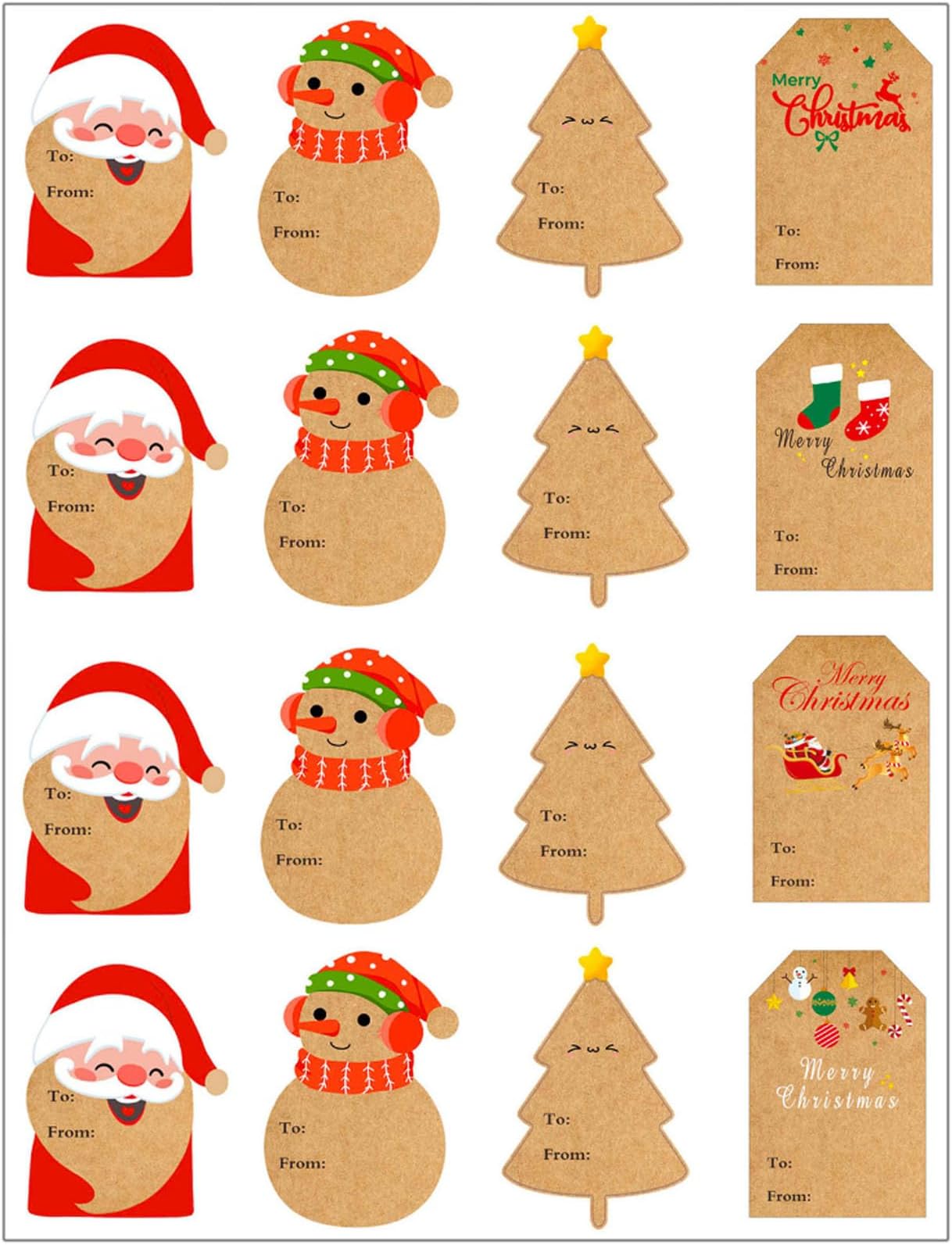 Christmas Labels Stickers 160Pcs Christmas Tags Stickers Xmas Name Gift ...