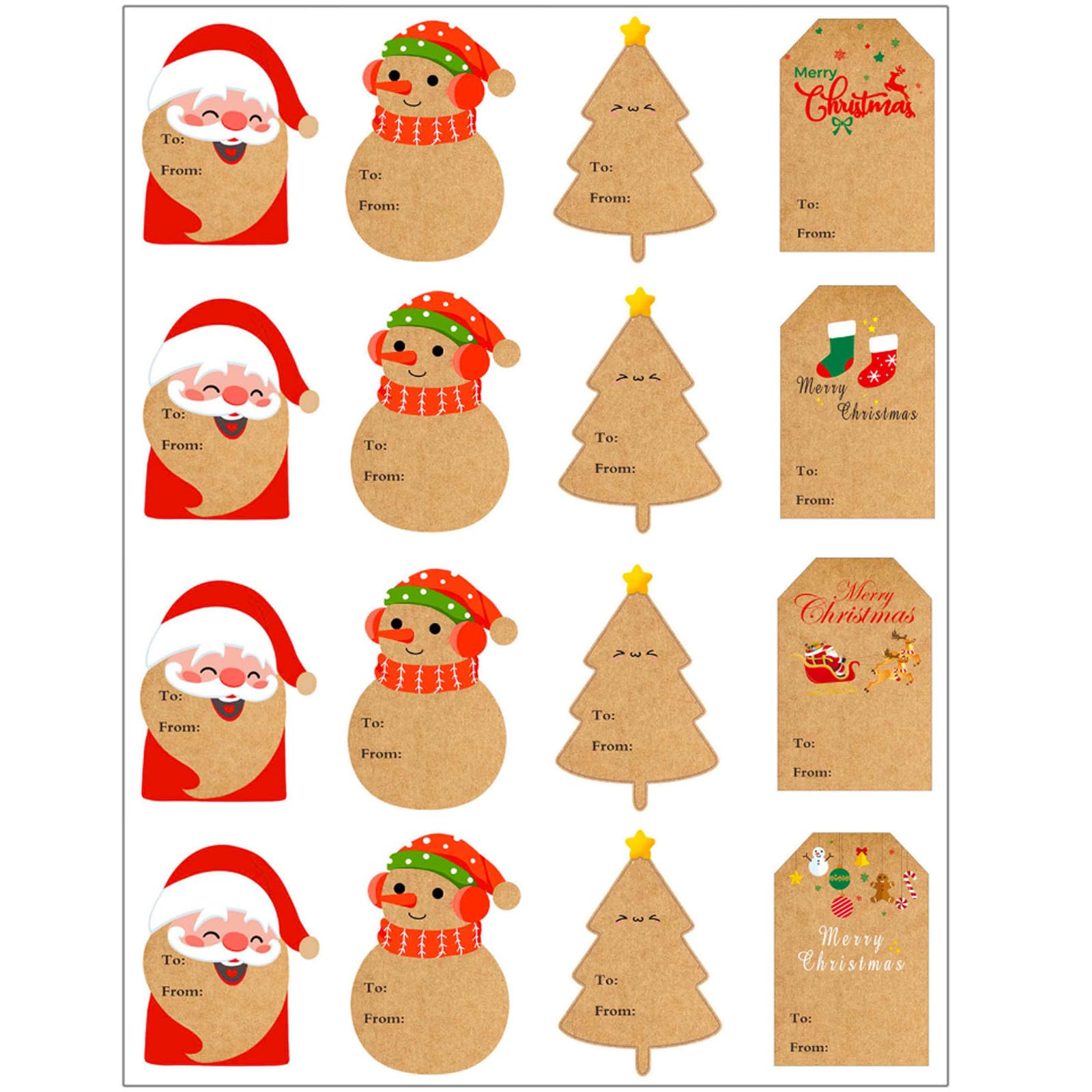 Christmas Labels Stickers 160Pcs Christmas Tags Stickers Christmas Name ...