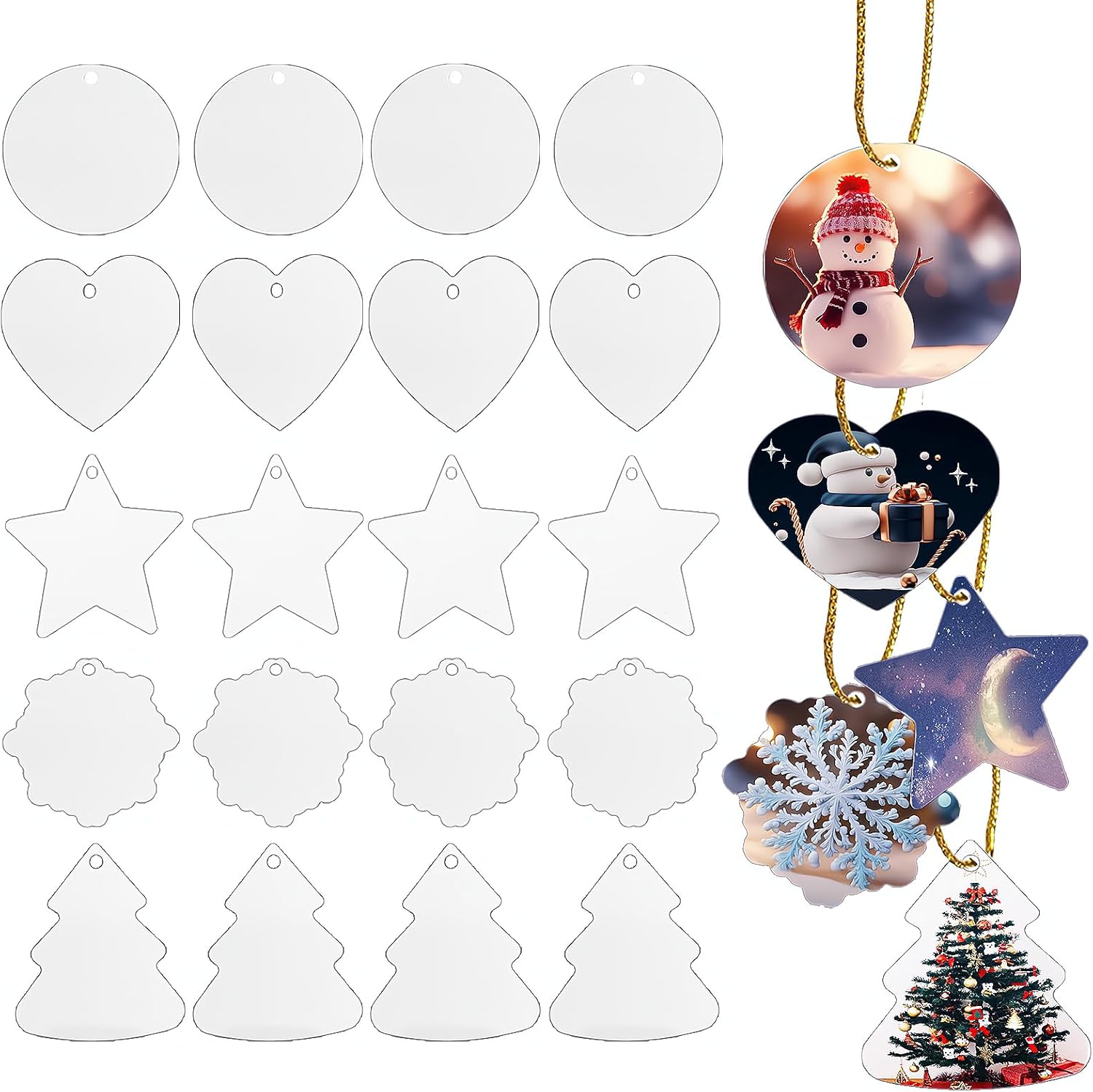 Amazon.com: 30Pcs Metal Sublimation Ornament Blanks,Christmas Ornaments ...