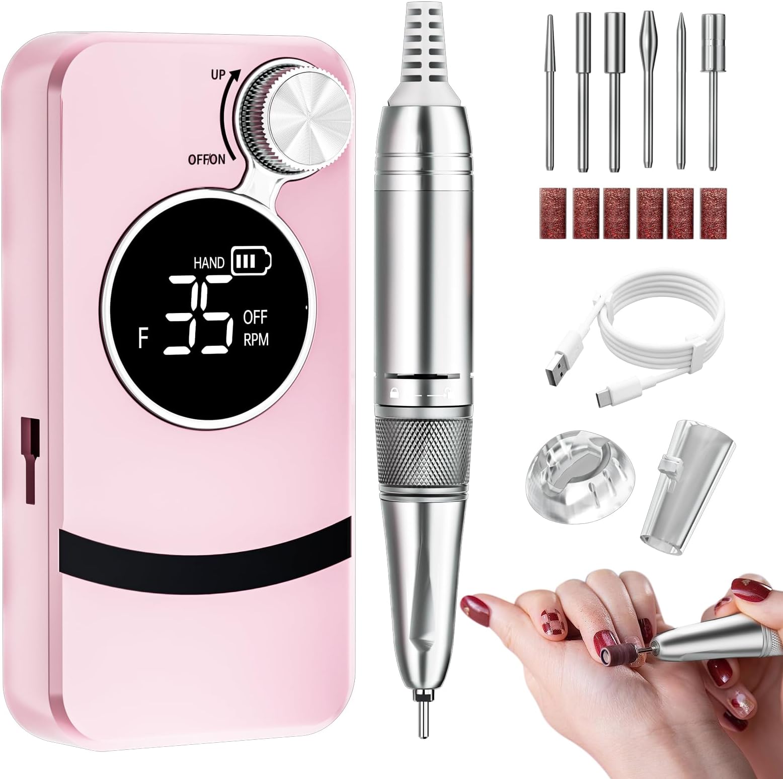 Amazon.com: BECOSEFU Electric Nail Drill Machine - 35000RPM Electric ...