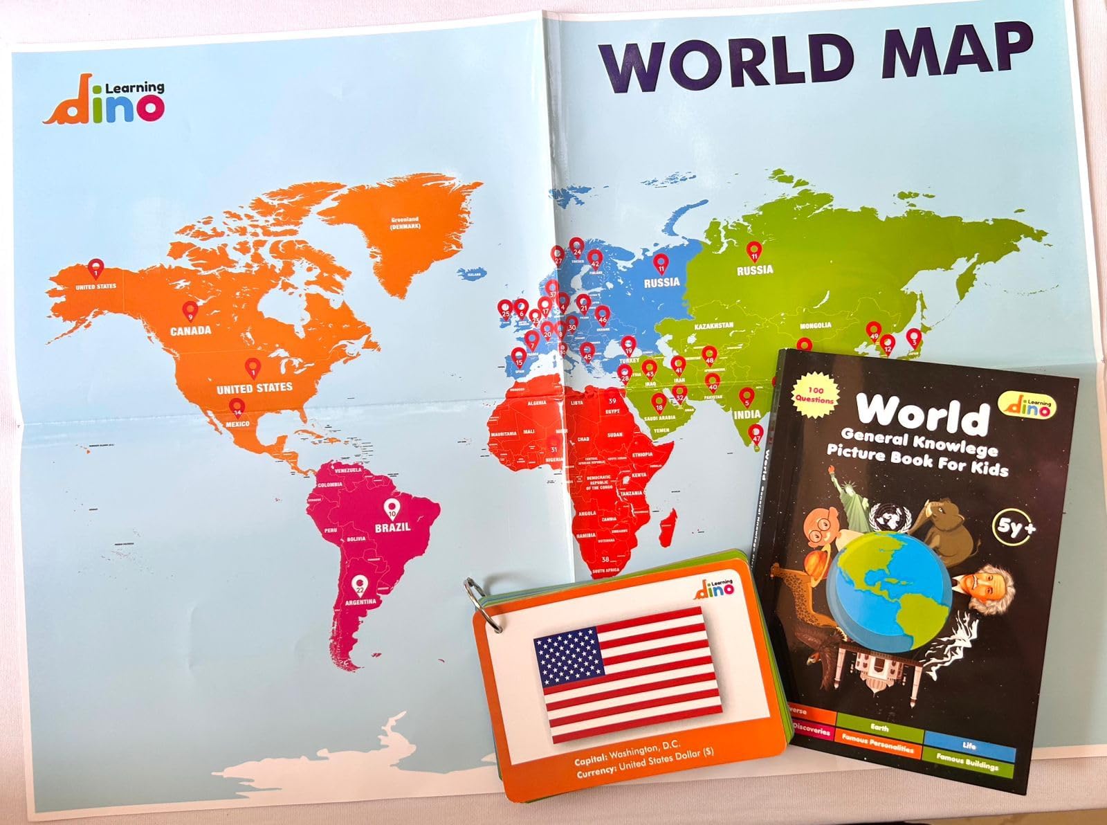 Buy Learning Dino 3-in-1 World kit for Kids with World GK Book, World ...