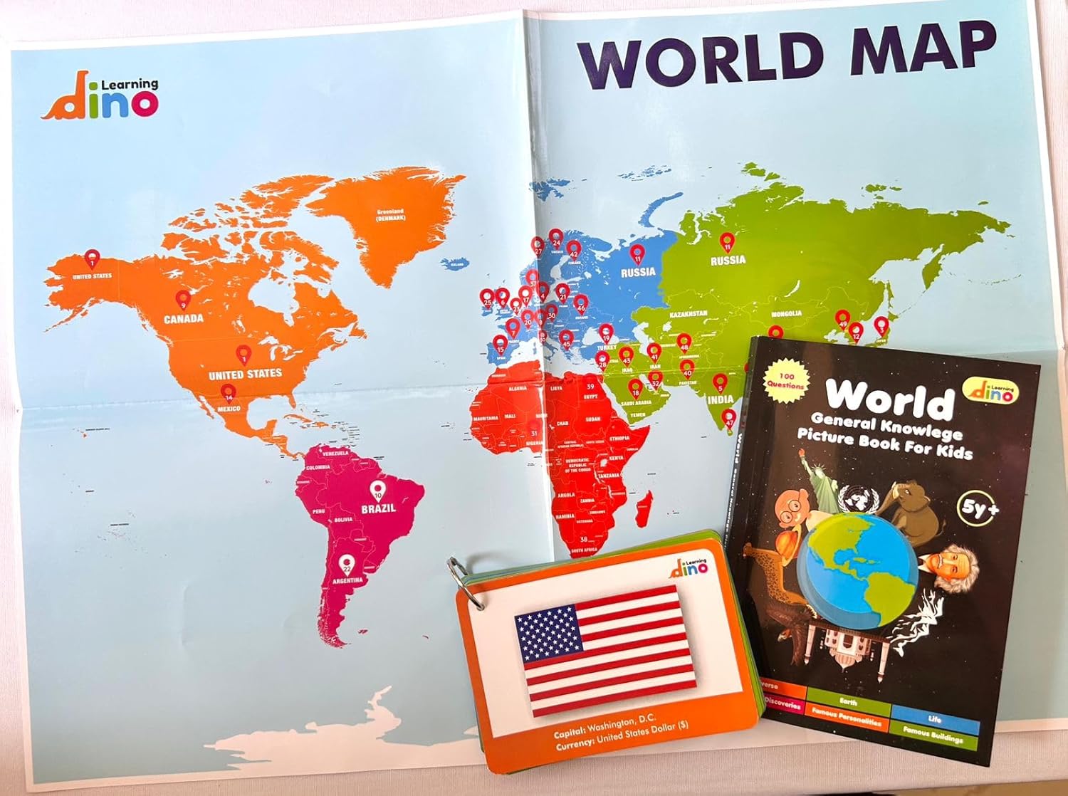 Amazon.com: Learning dino 3-in-1 World kit for Kids with World GK Book ...