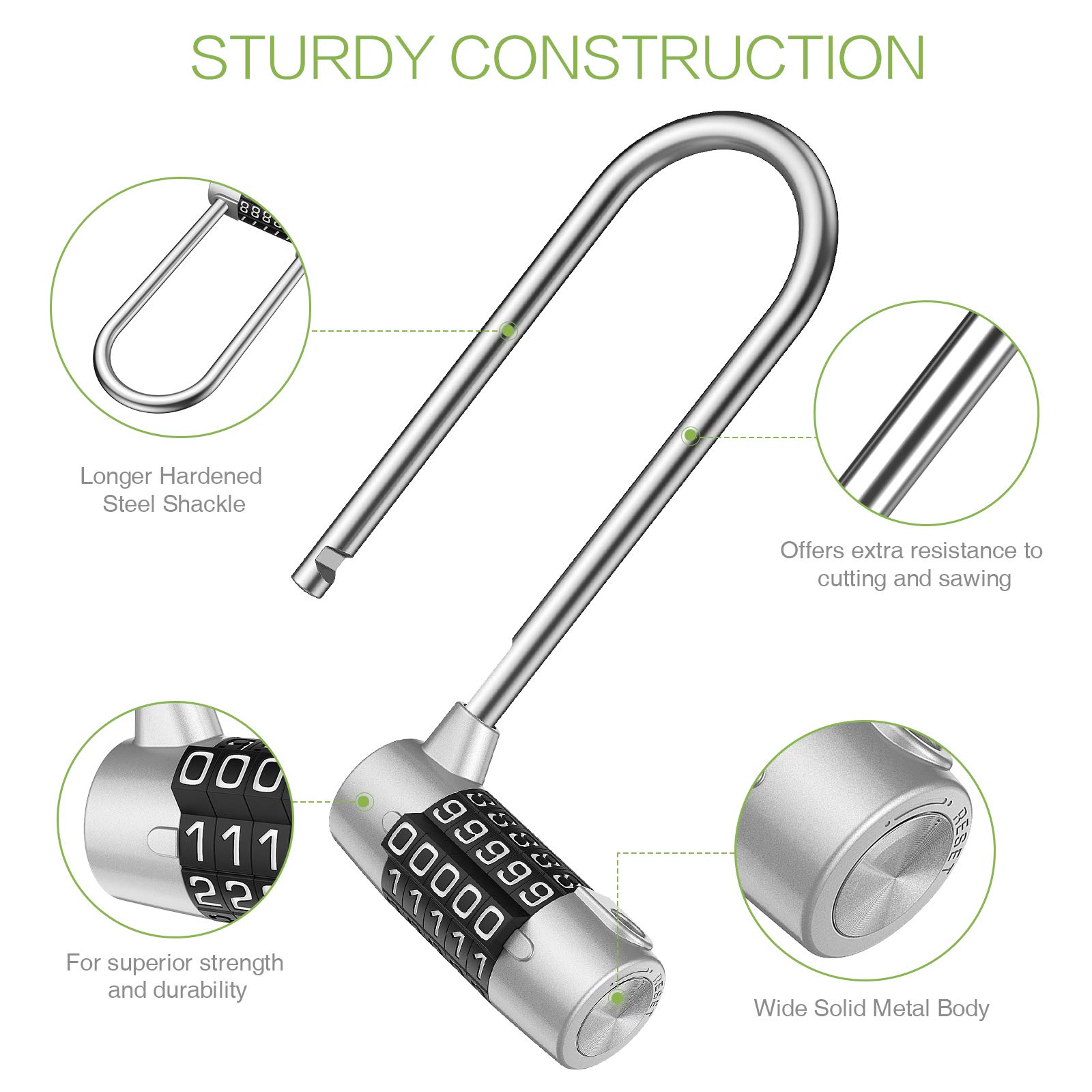 Snapklik.com : KeeKit 5 Digit Combination Padlock, 4.65 Inch Long ...