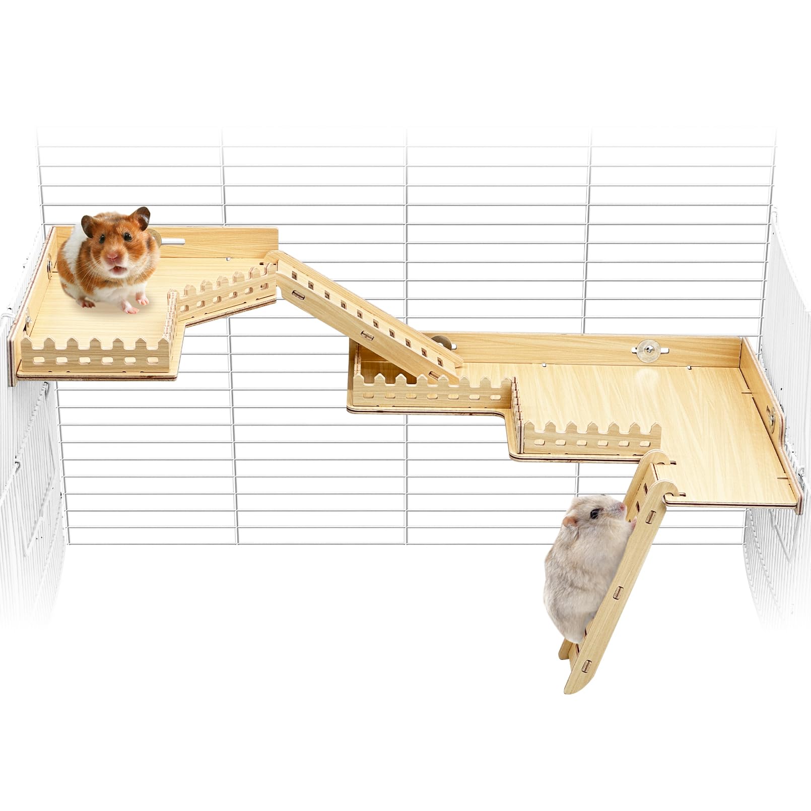 Amazon.com : Fhiny Hamster Wooden Platform for Cage, 2-Tier Hanging ...