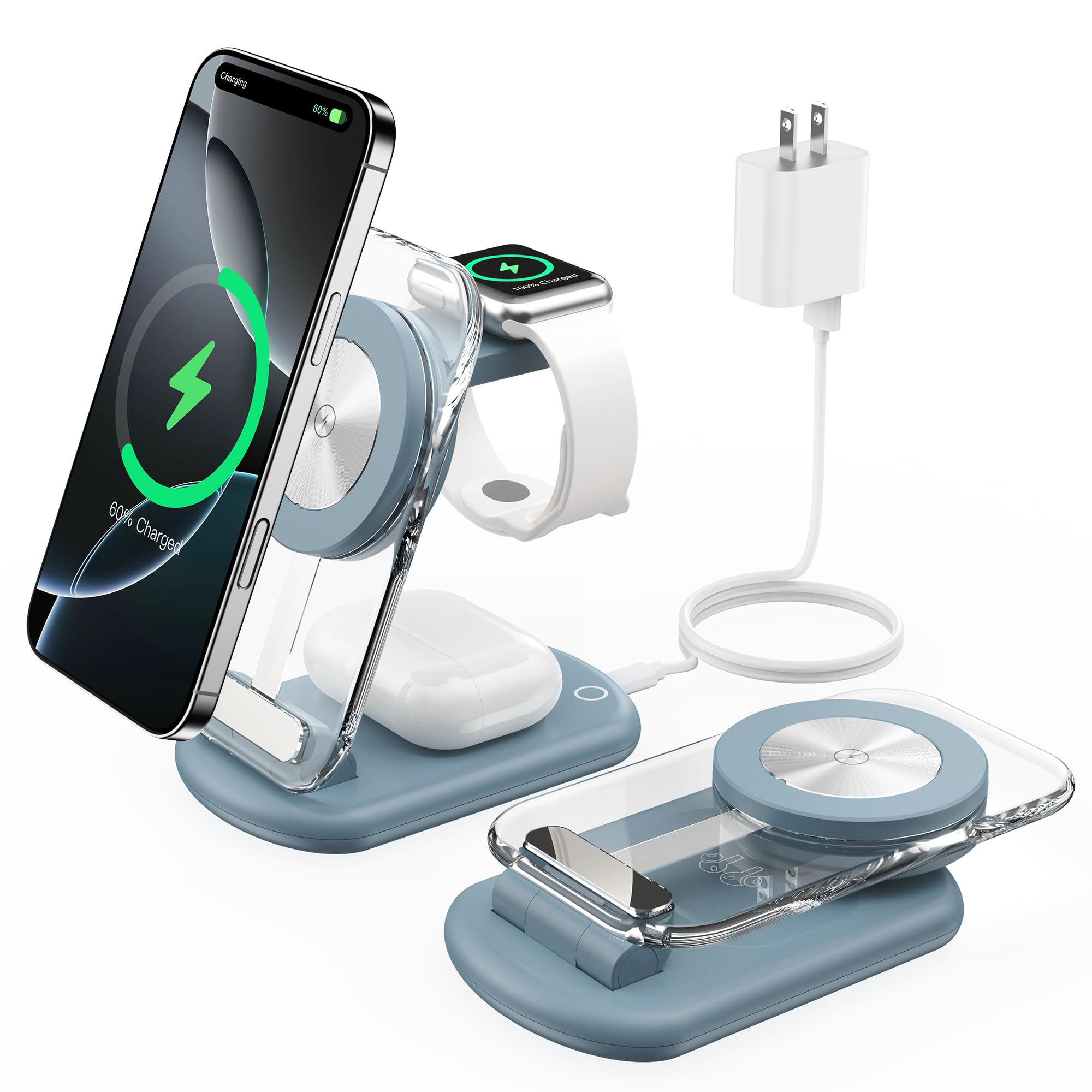 Amazon.com: 3 in 1 Magnetic Wireless Charging Station for Apple Devices ...