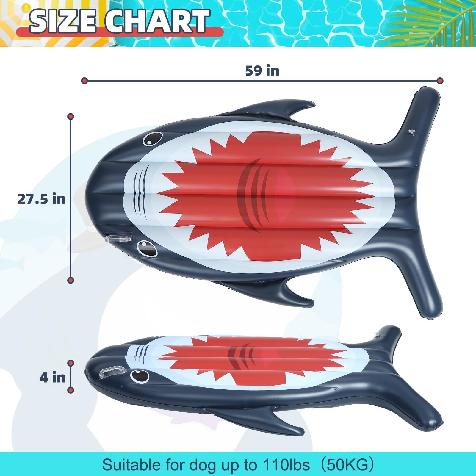 Snapklik.com : Dog Pool Float Inflatable Dog Raft, Large Ride Shark Dog ...