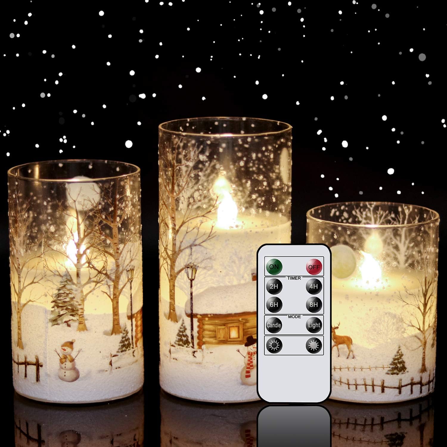 Amazon.com: Immeiscent Christmas Flameless Candles, Jeweled Snowflake ...