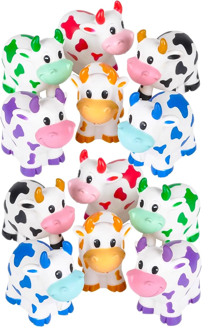 Amazon.com: One Dozen (12) 2" Rubber Bath Toy Animals (Cows) : Toys & Games
