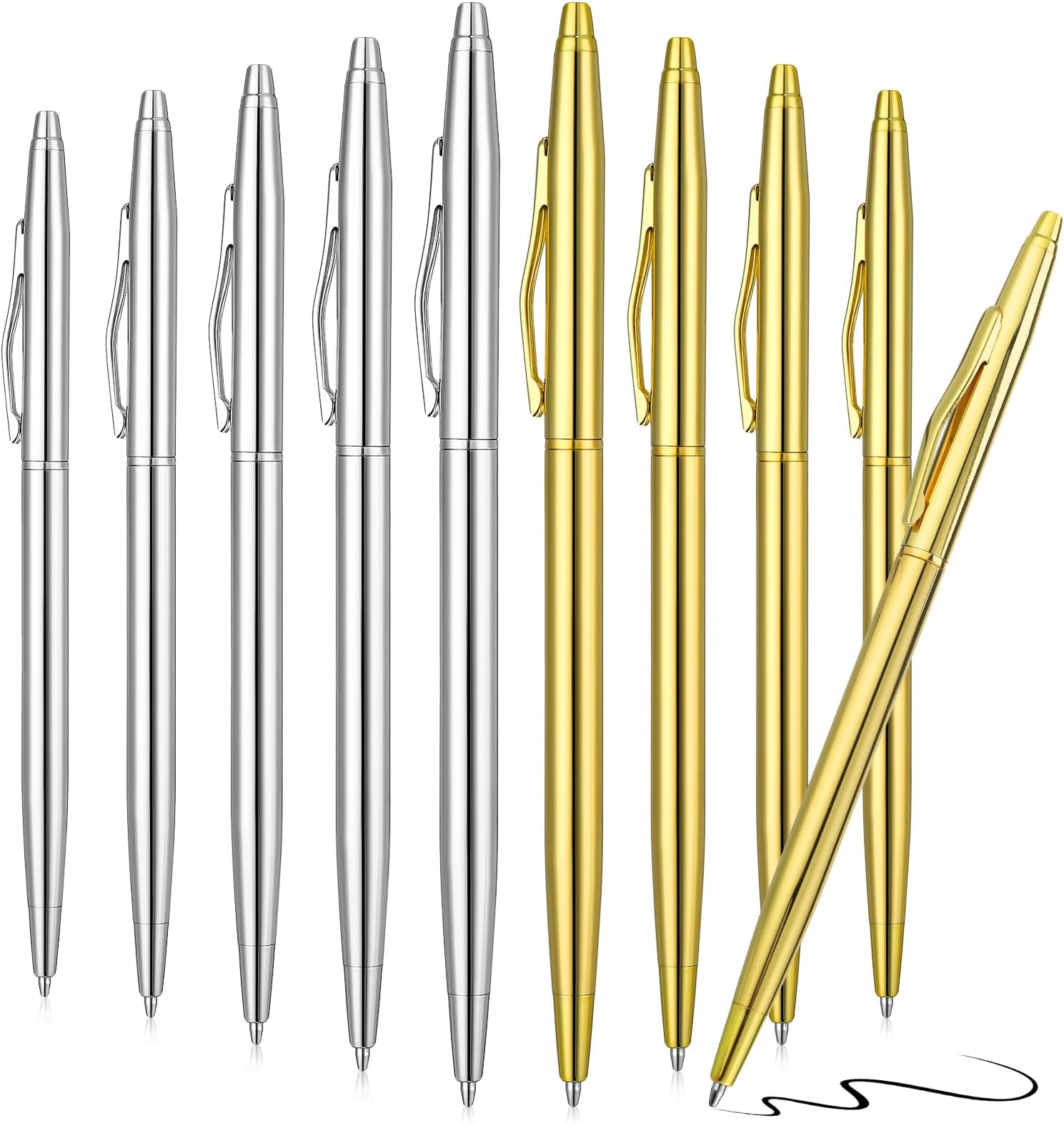 Candcamp 10 Pack Biro Pens Slim Metallic Ballpoint Pens Multipack ...