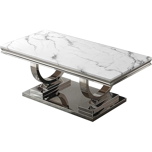 Amazon.com: HomVent Coffee Table w/0.7" Thickness Marble Top,Marble ...