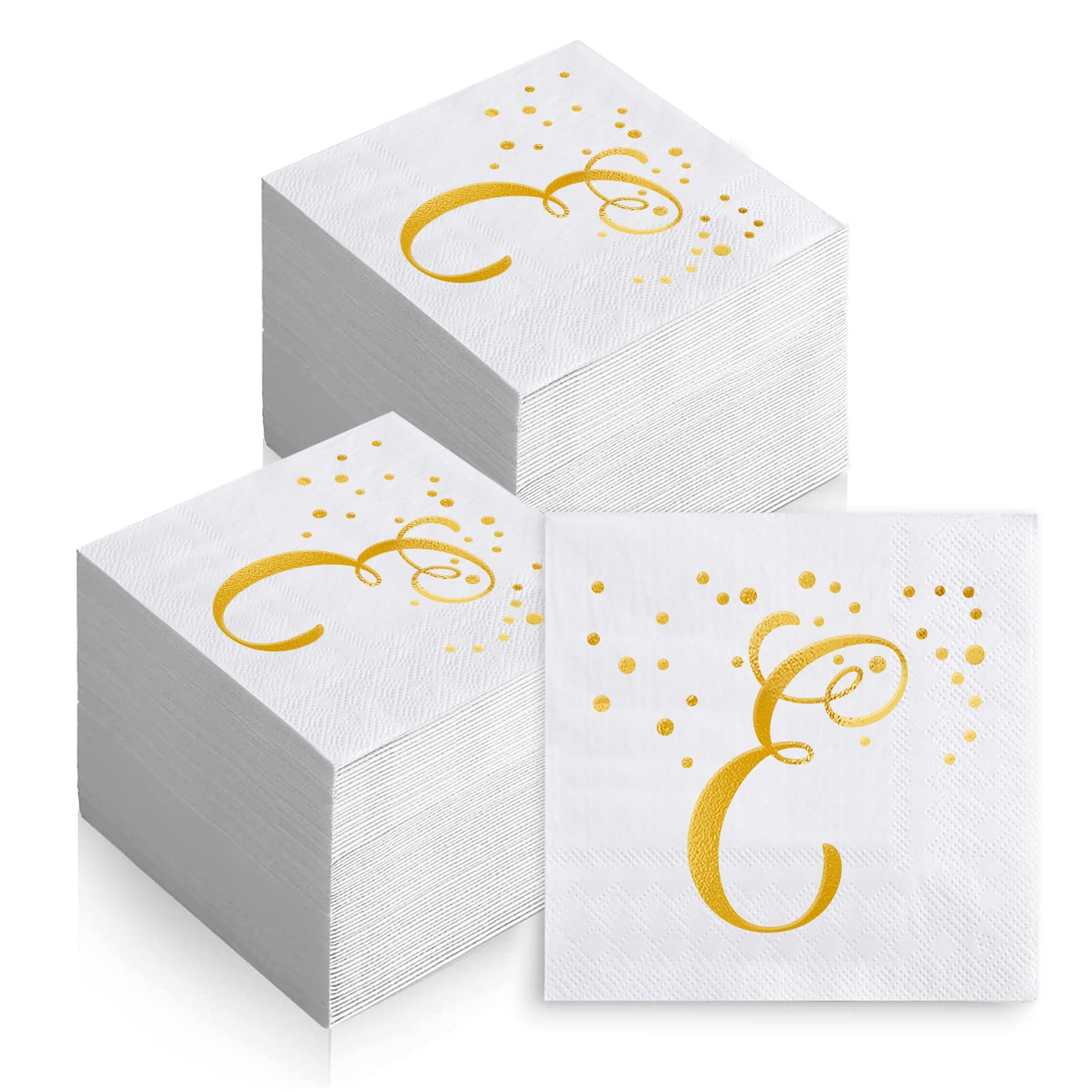 Snapklik.com : 200 Pack Disposable Monogrammed Cocktail Napkins Gold ...