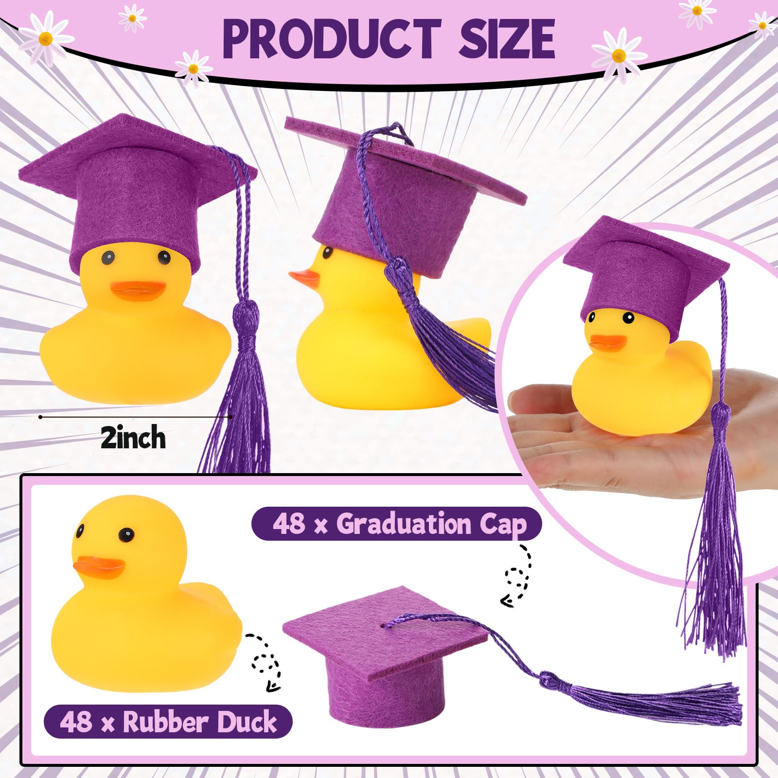 Snapklik.com : Jerify 48 Pcs Graduation Rubber Ducks