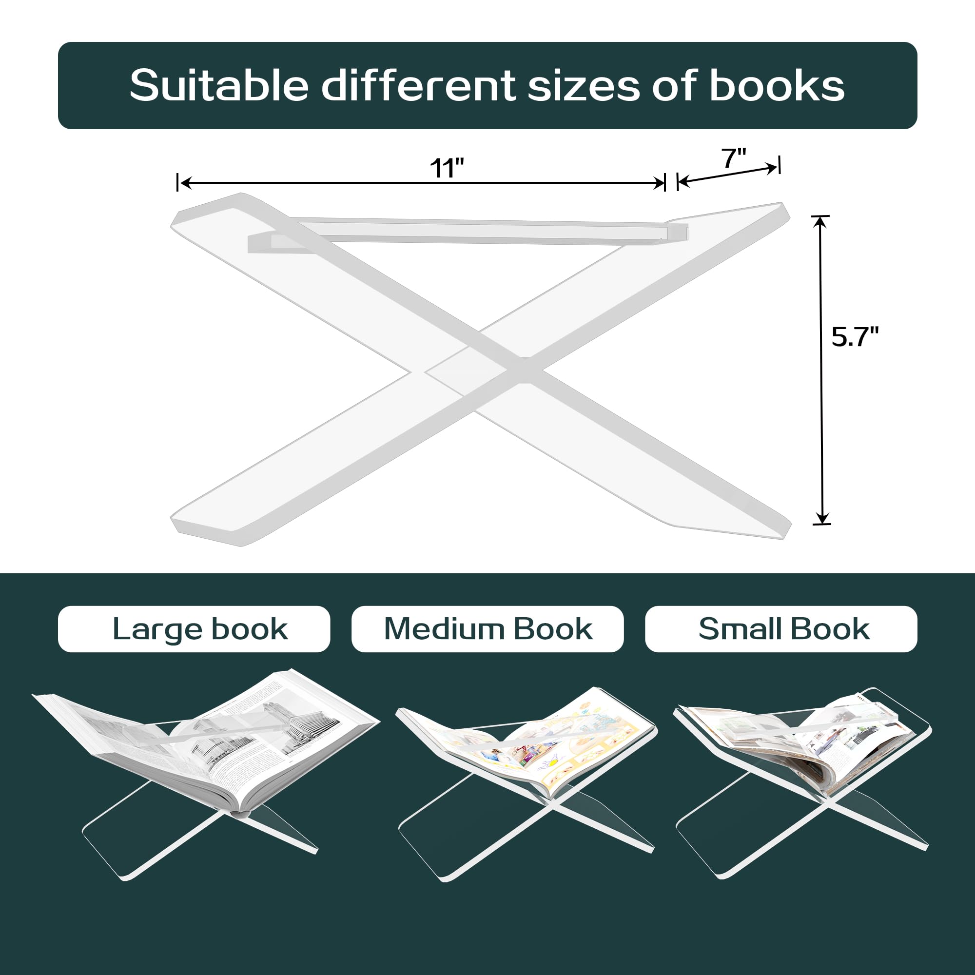 Snapklik.com : Book Stand, Acrylic Cookbook Stand For Reading, Clear ...