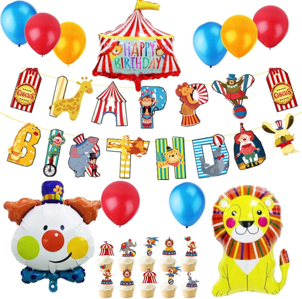 Amazon.com: JeVenis 37PCS Circus Birthday Balloons Circus Birthday ...