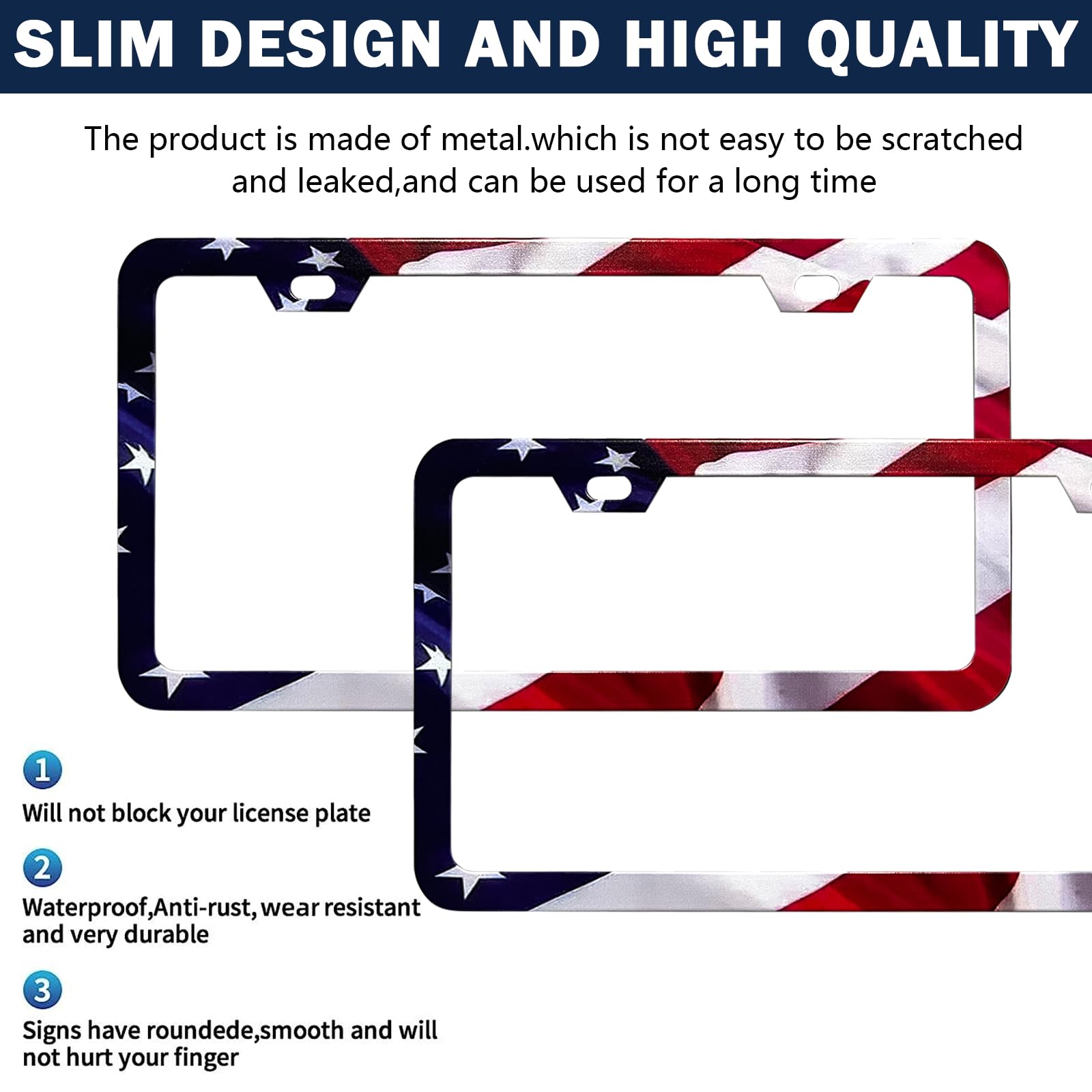 Snapklik.com : LIN KANG Patriotic American Flag License Plate Frame ...