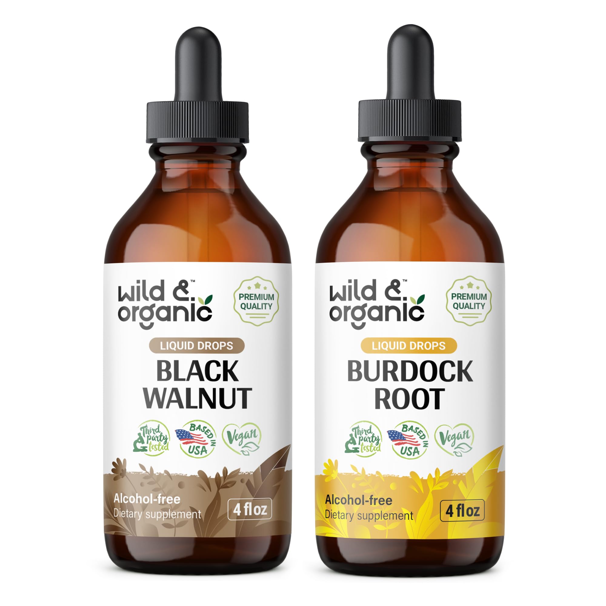 Amazon.com: Wild & Organic Black Walnut Tincture 4 fl oz & Burdock Root ...