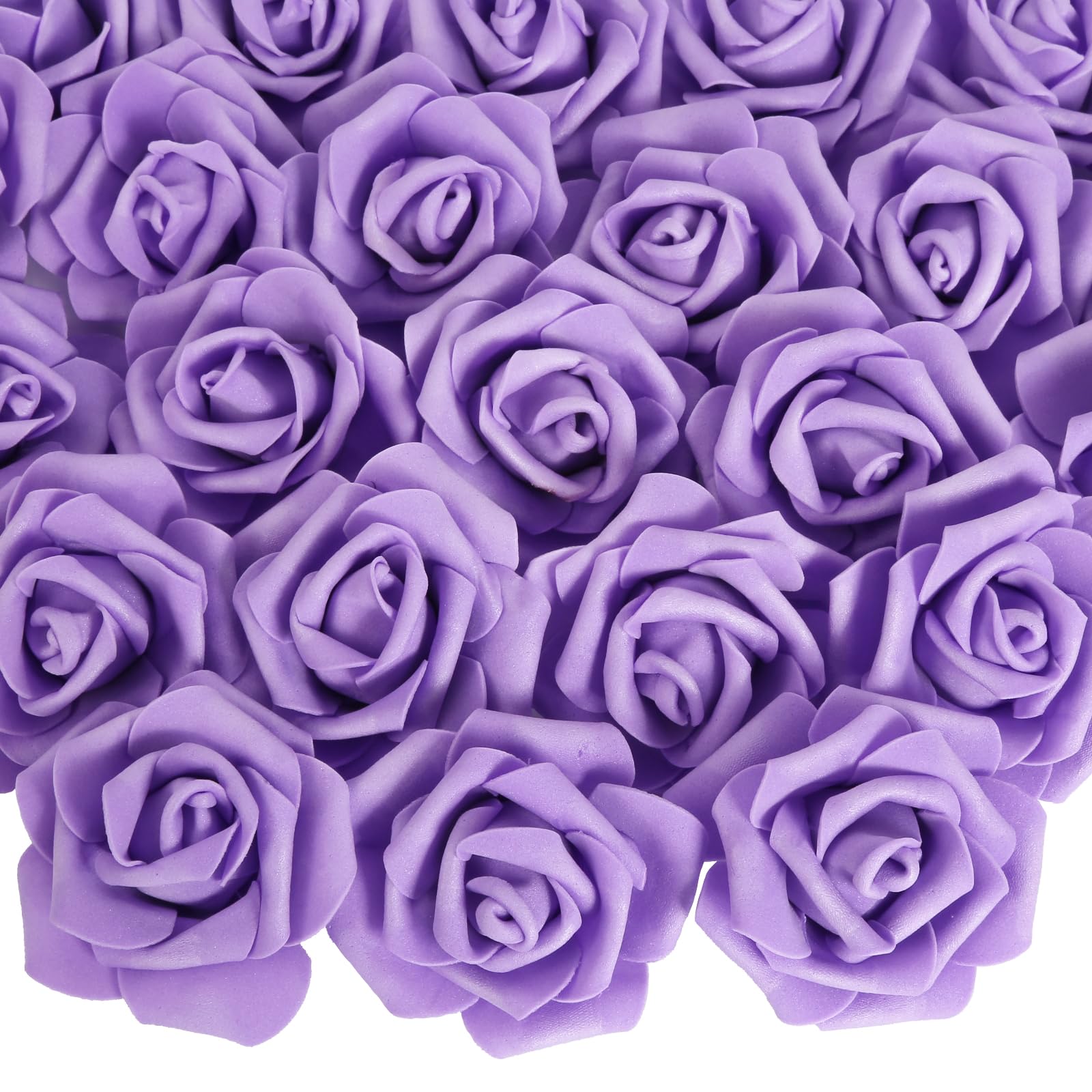Amazon.com: INSUNSIX 100pcs Purple Roses Artificial Flowers Foam Roses ...