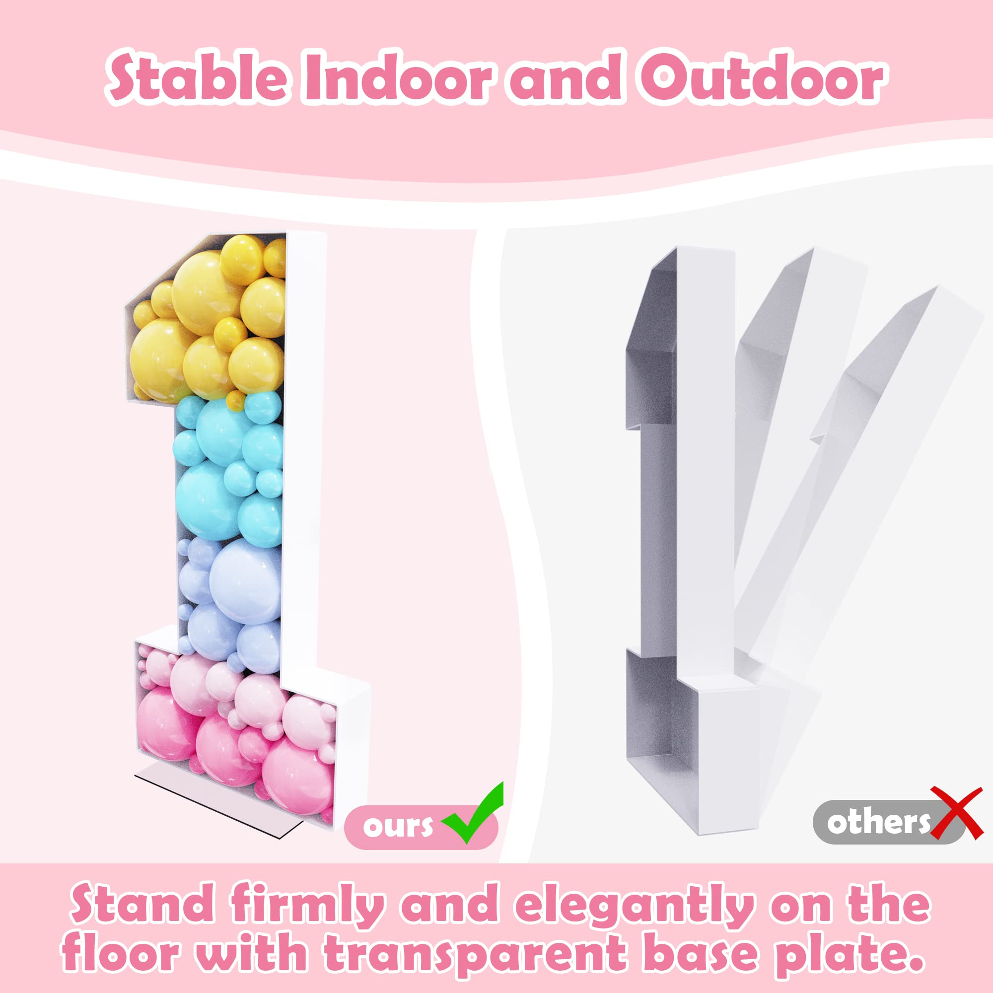 Xiomot 4FT Mosaic Number Balloon Marquee, Number 1 Frame for Balloons ...