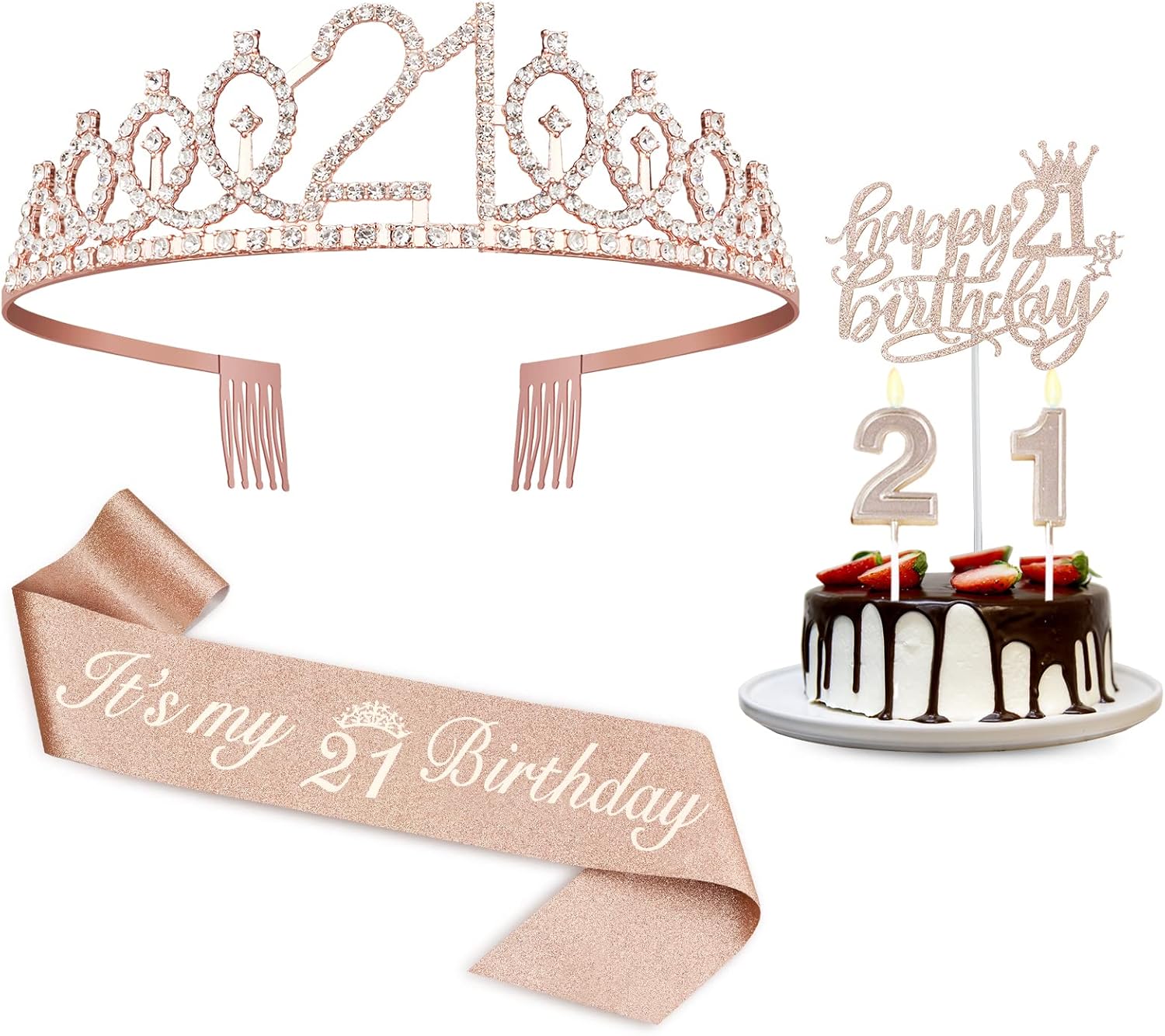 Buy 21st Birthday Decorations For Her Including 21st Birthday Sash cake Topper crown candles buy-21st-birthday-decorations-for-her-including-21st-birthday-sash-cake-topper-crown-candles