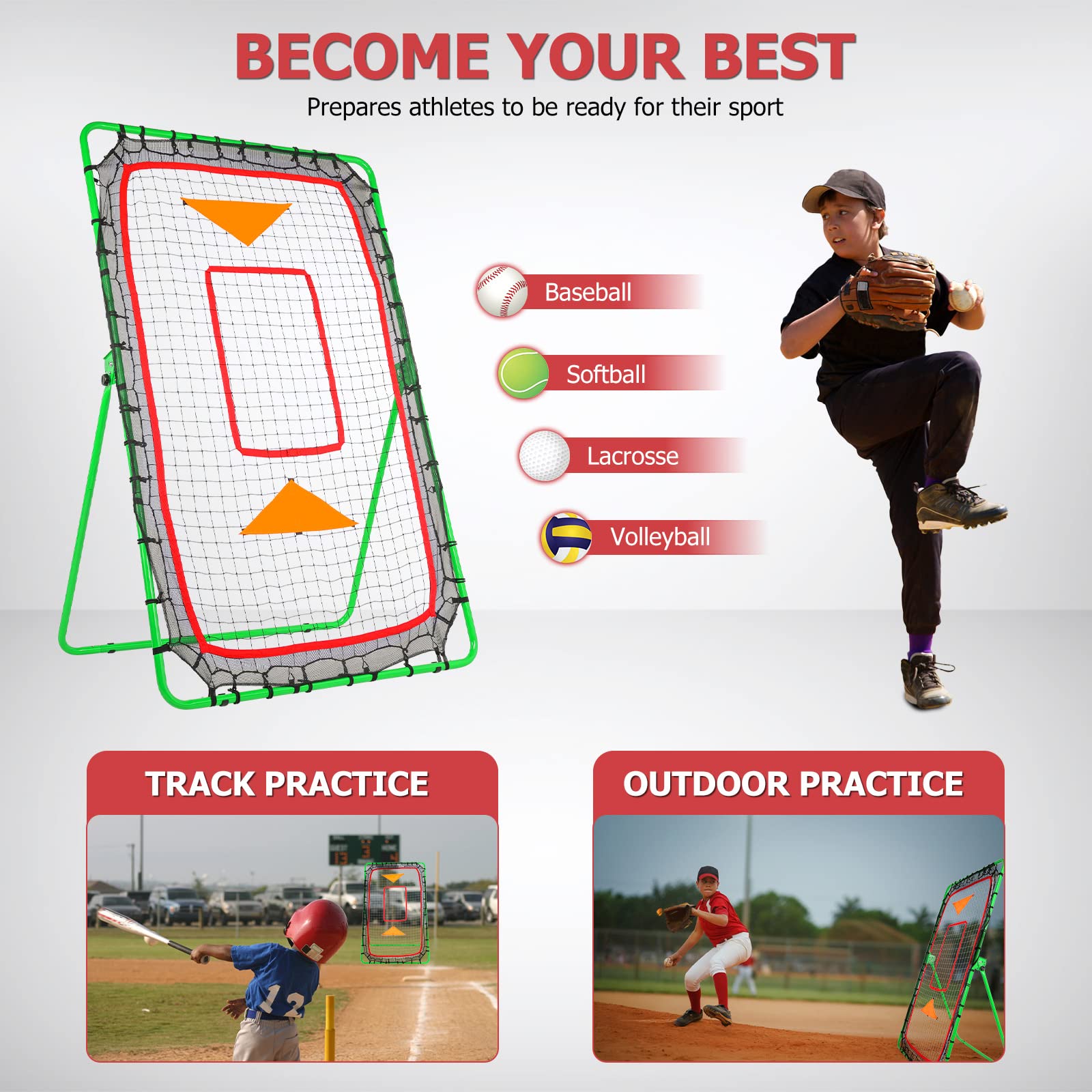 Snapklik.com : NEW UPGRADE 2+1 Pitch Back Rebounder Net, 6x365 FT ...