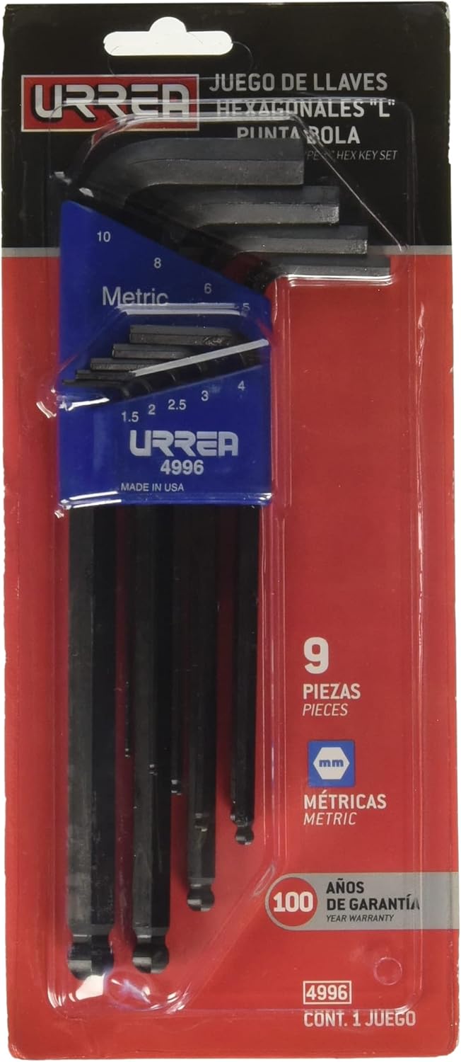 Amazon.com: Urrea 4996 Juego de llaves hexagonales tipo bola, 0.059 in ...