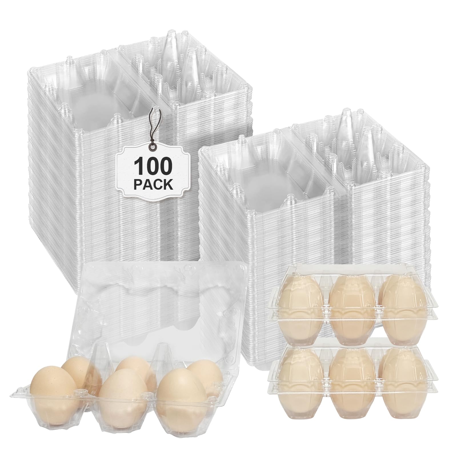 Amazon.com: Pintuson 100 Pack Egg Cartons 6 Count - Medium Egg Cartons ...