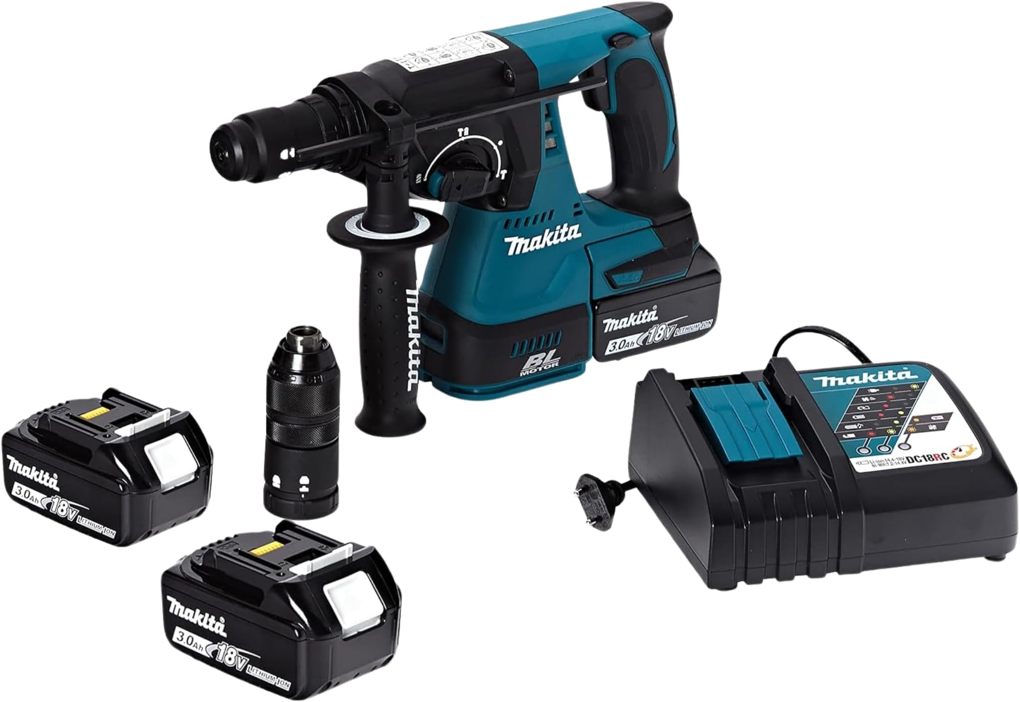Makita dhr243 Akku-Bohrhammer 18 V/2 x 3,0 Ah Akku und Ladegerät im ...