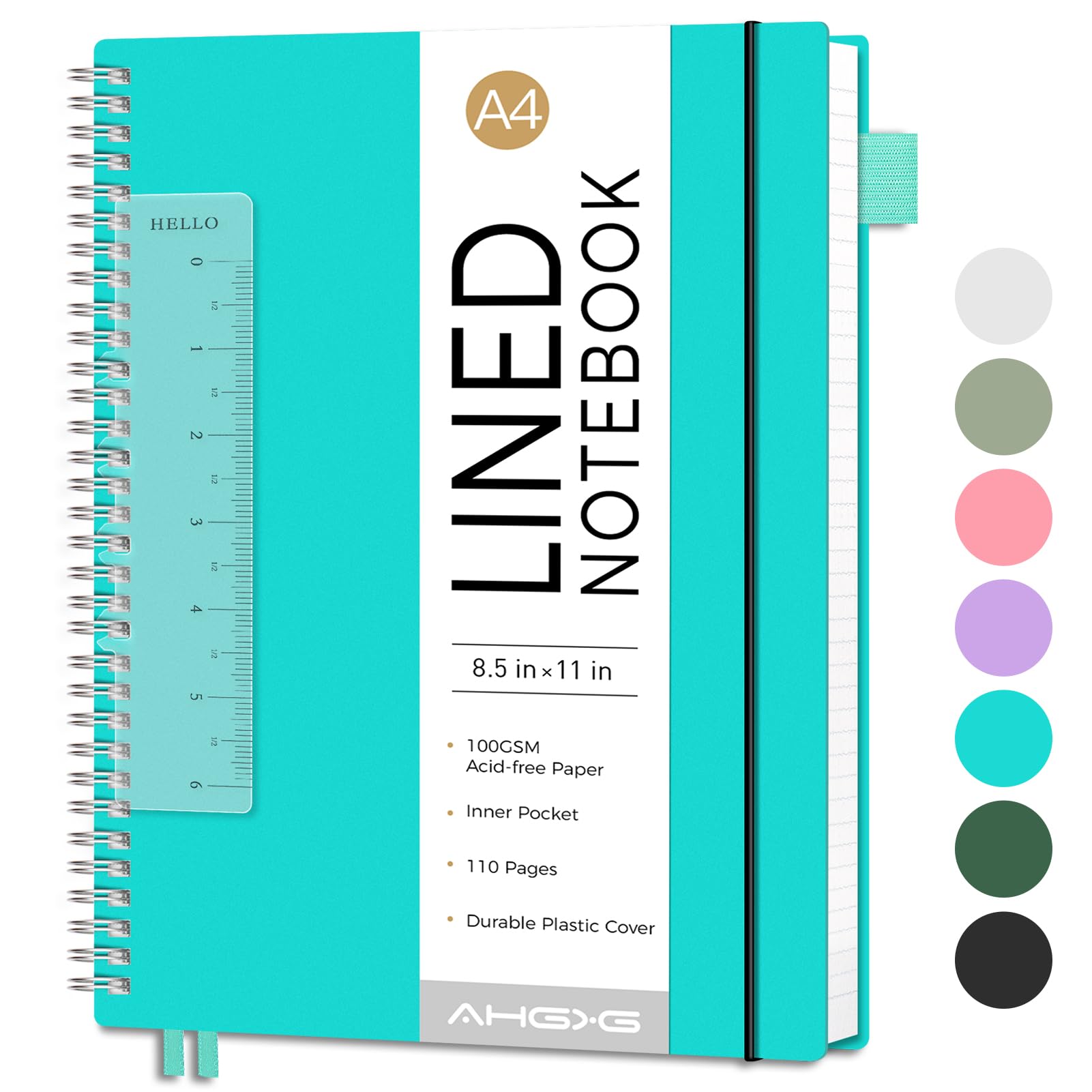Amazon.com : Lined Spiral Notebook 8.5" x 11", A4 Large Notebook ...