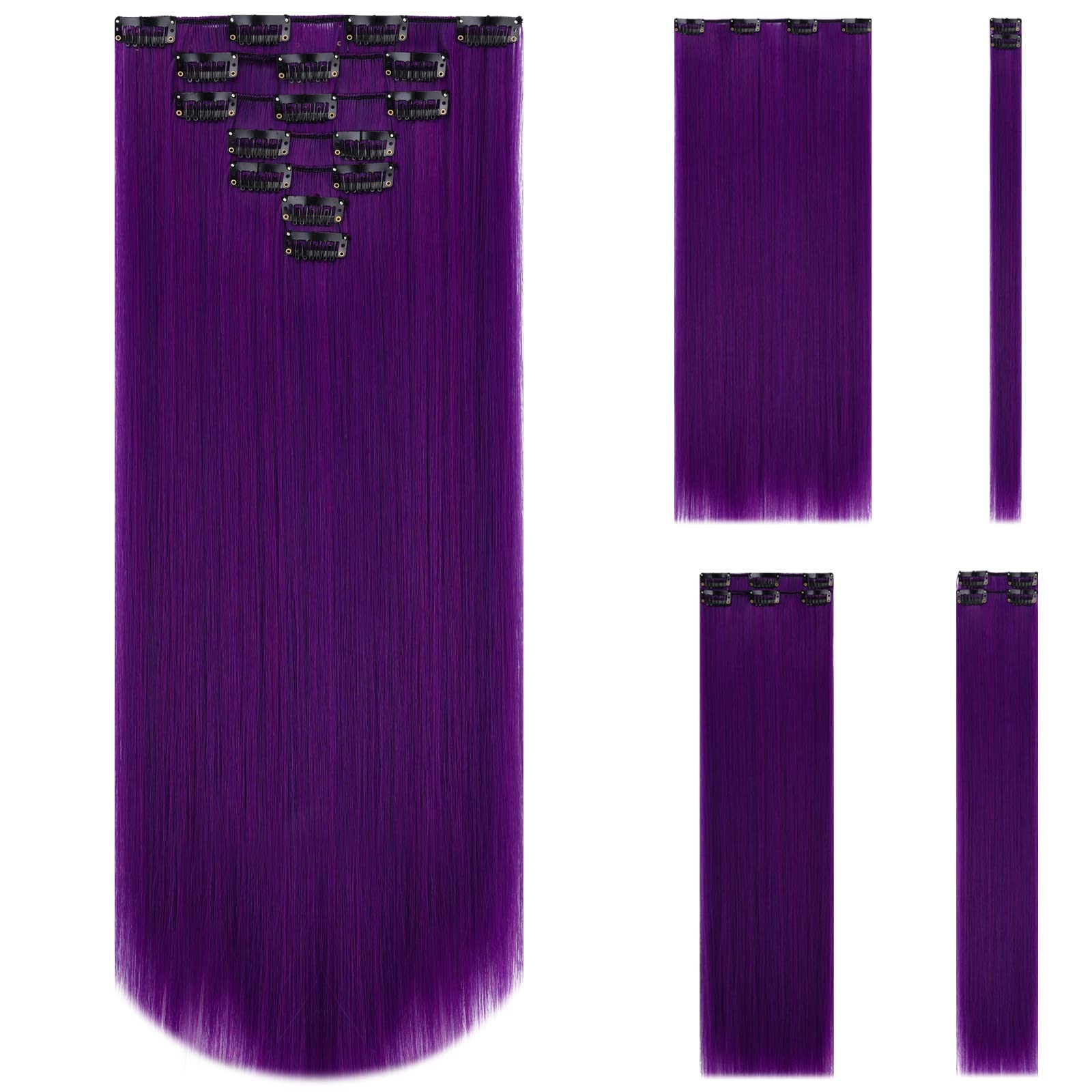 Amazon.com : SYXLCYGG Purple Hair Extensions Clip Hair Extension 22 ...