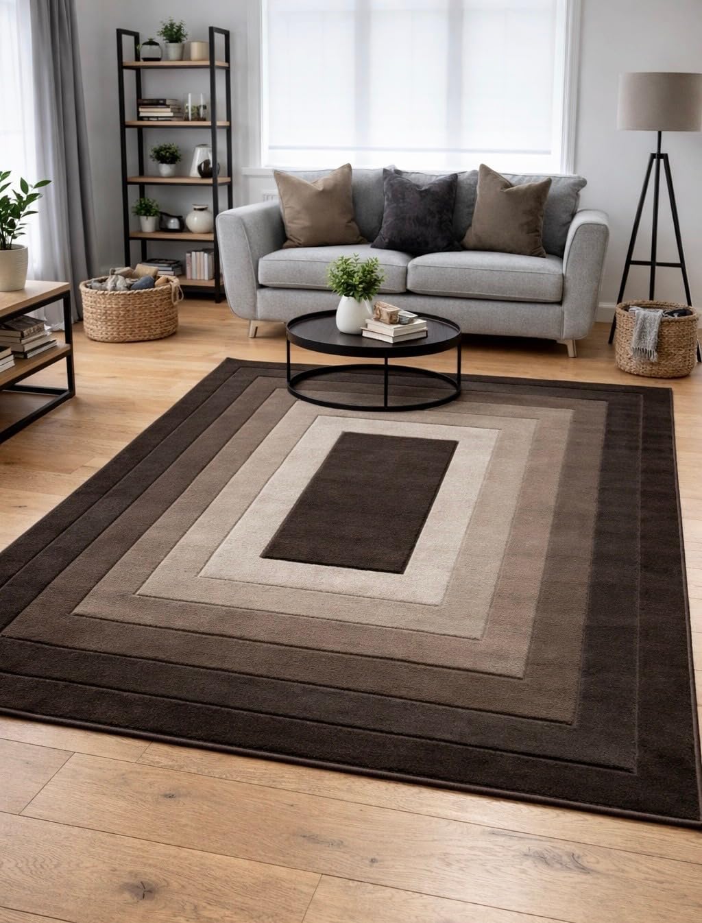 New Small Large Beige Brown Border Design Area Rugs Mats (80x150cm ...