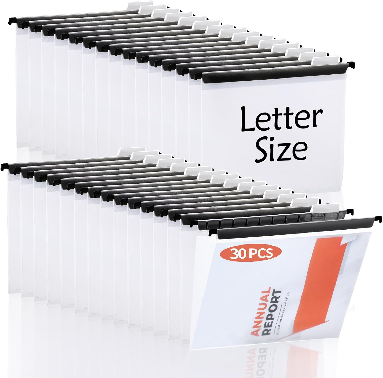 Amazon.com : 30 Pieces Clear Hanging File Folders Letter Size with Tabs ...