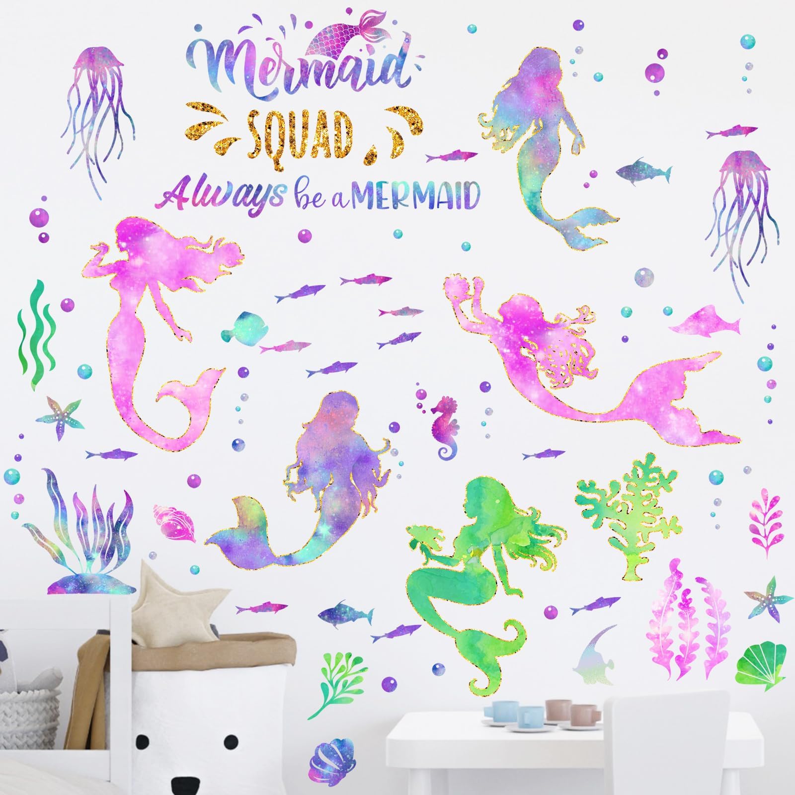 Amazon.com: 40 Pcs Mermaid Scale Wall Decal, Nursery Decor, Geometric ...