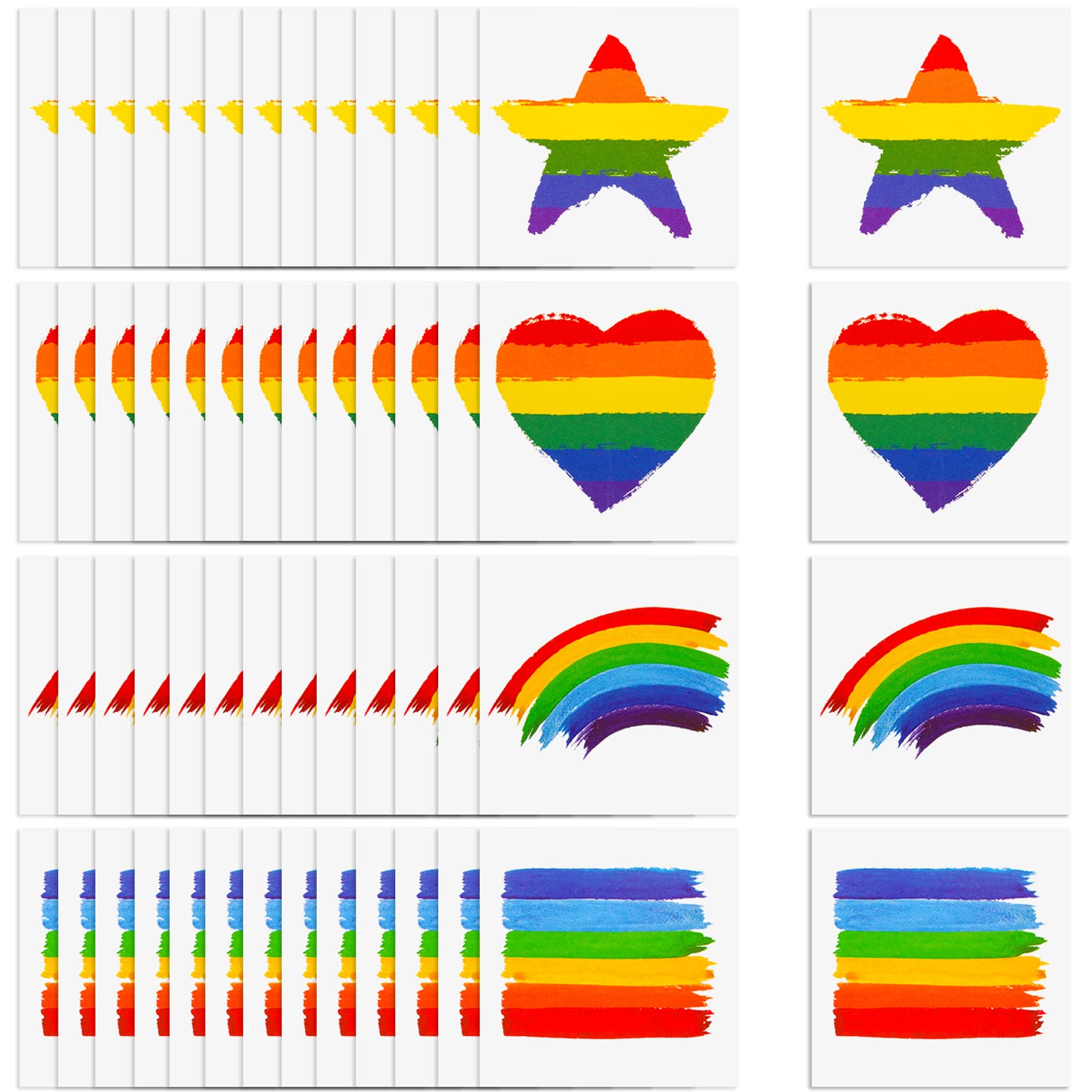 Amazon.com : 144 Sheets Rainbow Temporary Tattoos Rainbow Stickers ...
