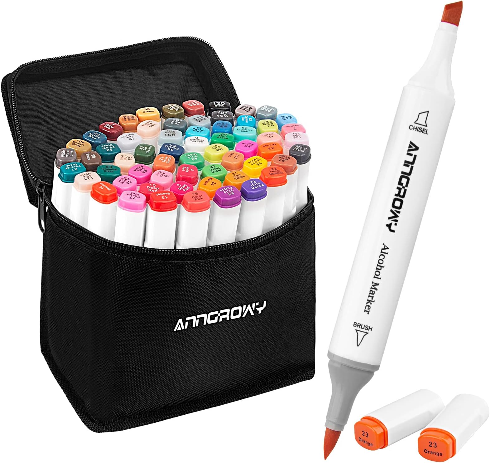 Amazon.com : Anngrowy 61 Colors Alcohol Markers With Brush Tip for ...