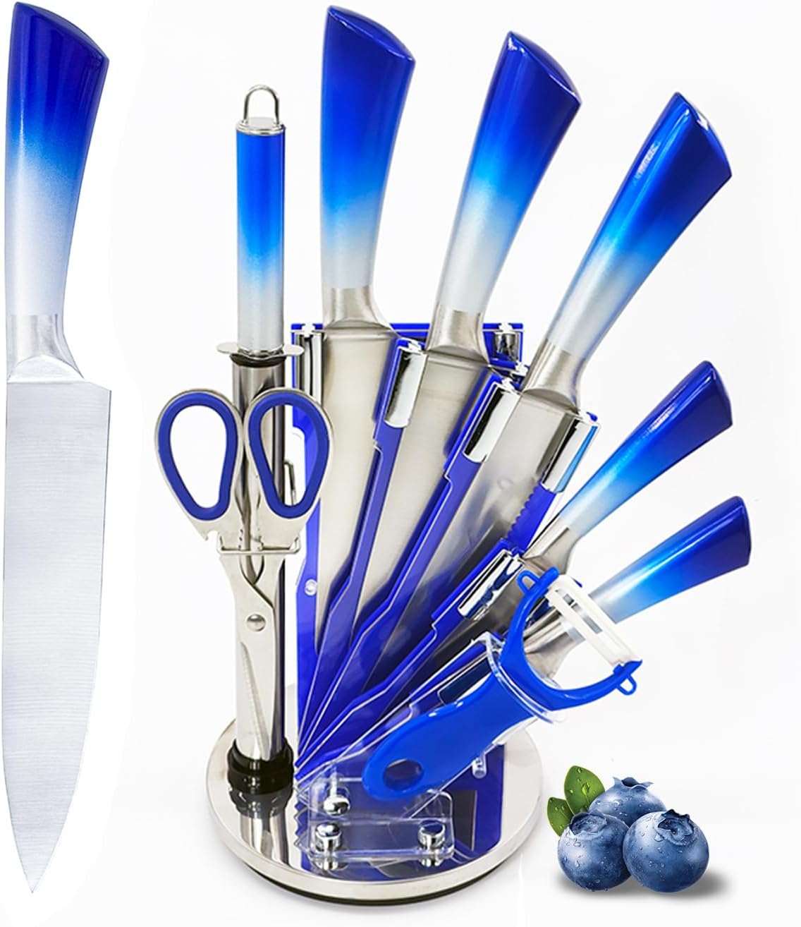 Amazon.com: Kitchen Knife Set, 9-Piece Blue Professional Kitchen Knives ...