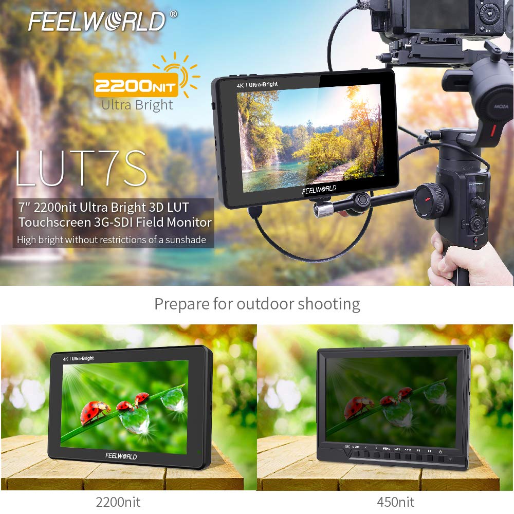 Buy FEELWORLD LUT7S 7 inch Field Monitor Ultra Bright 2200nit Touch ...