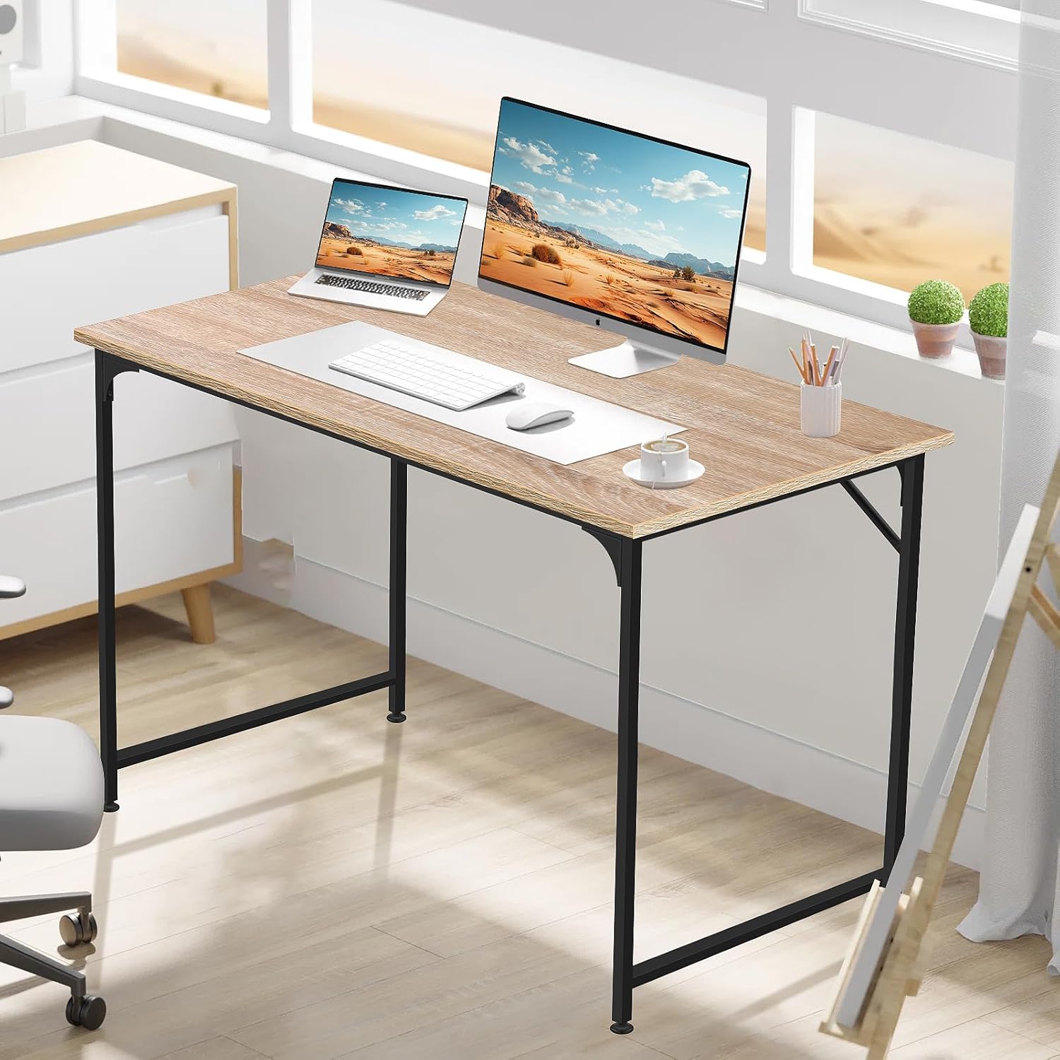 Amazon.com: BLKMTY 39" Computer Desk Home Office Desk Writing Desk Wood ...
