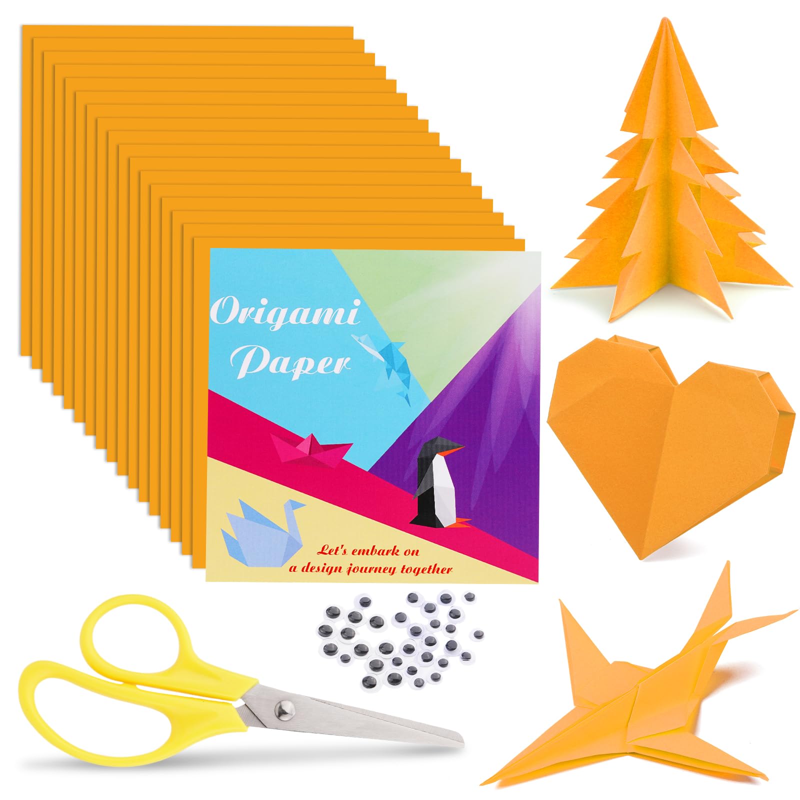 Snapklik.com : Origami Paper,200 Sheets Bright Yellow Double Sided ...