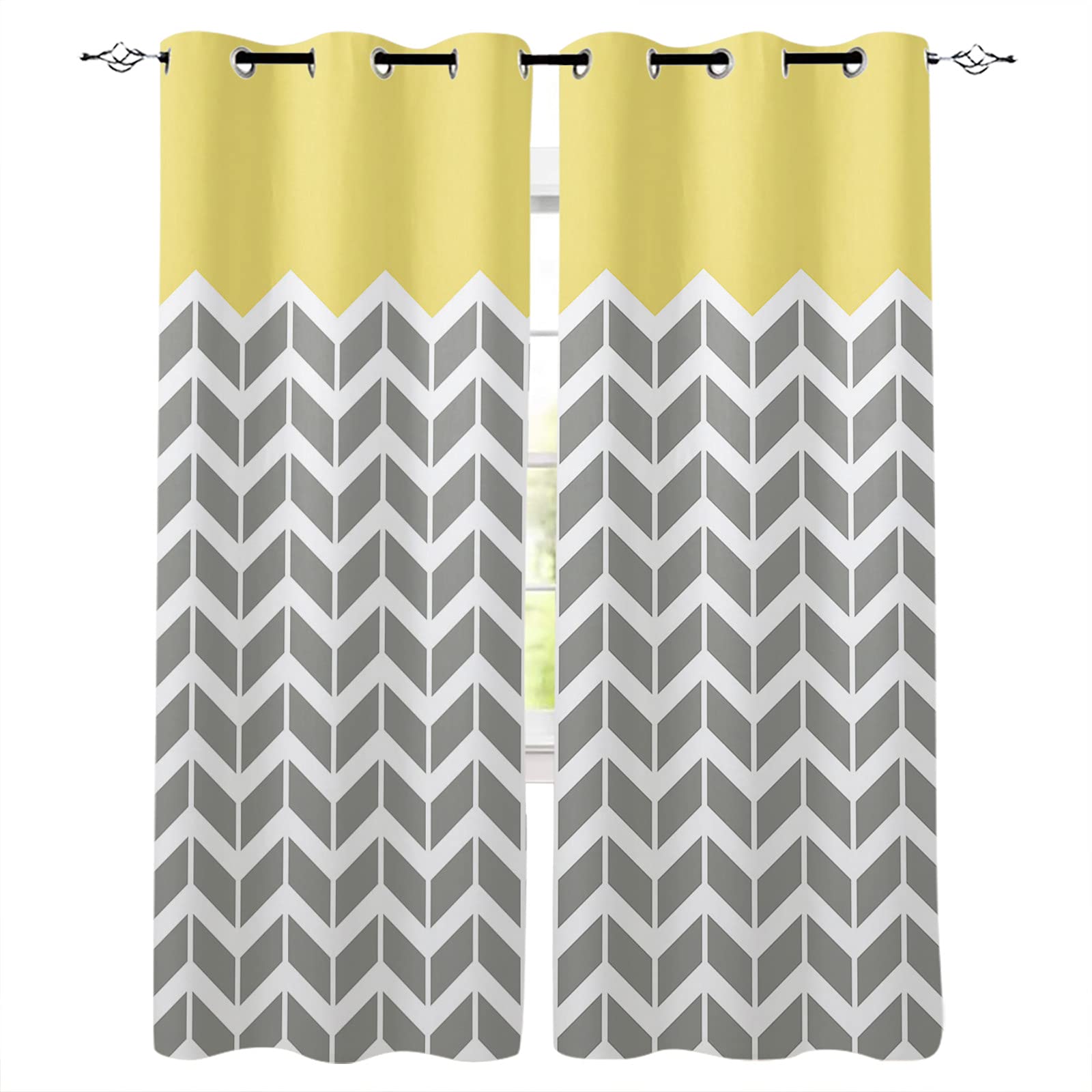 Gray And Yellow Chevron Bedroom