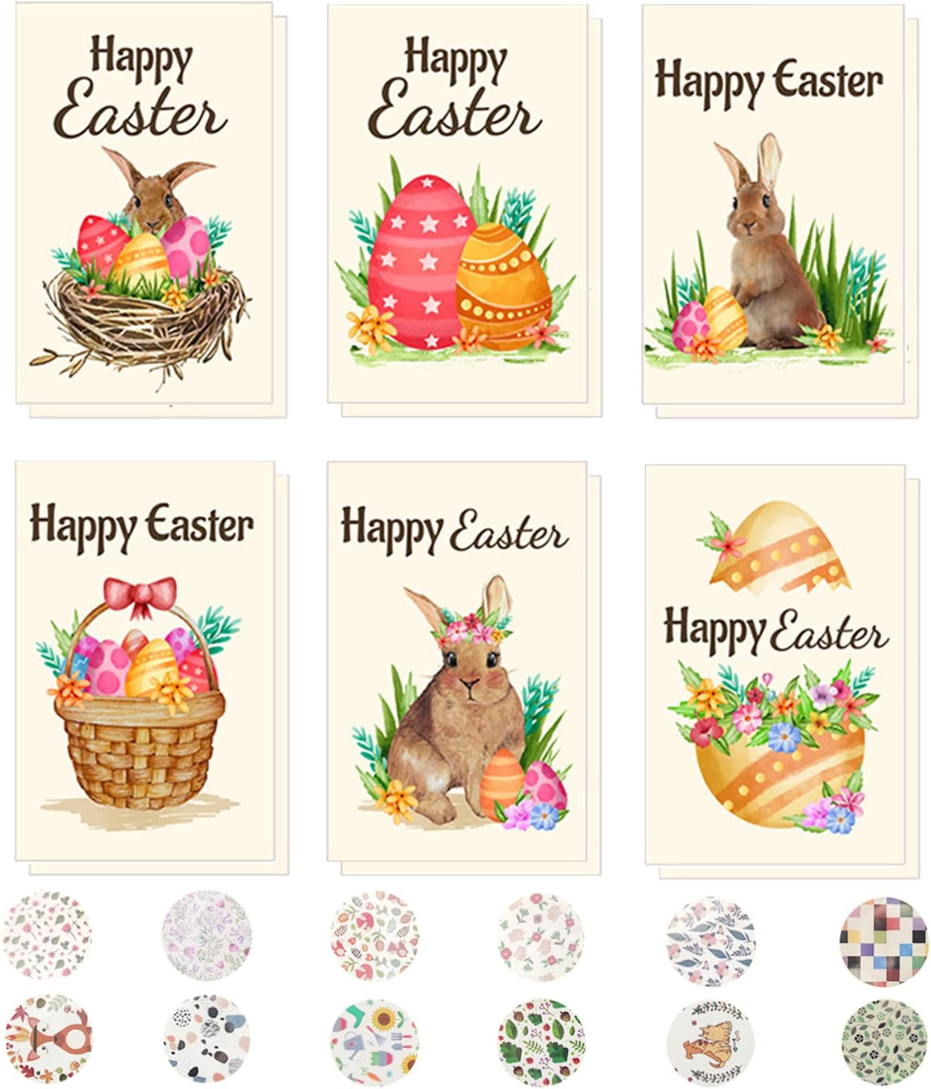 IHCEMIH Easter Cards Greeting Card Pack of 12 Happy Easter Blank ...