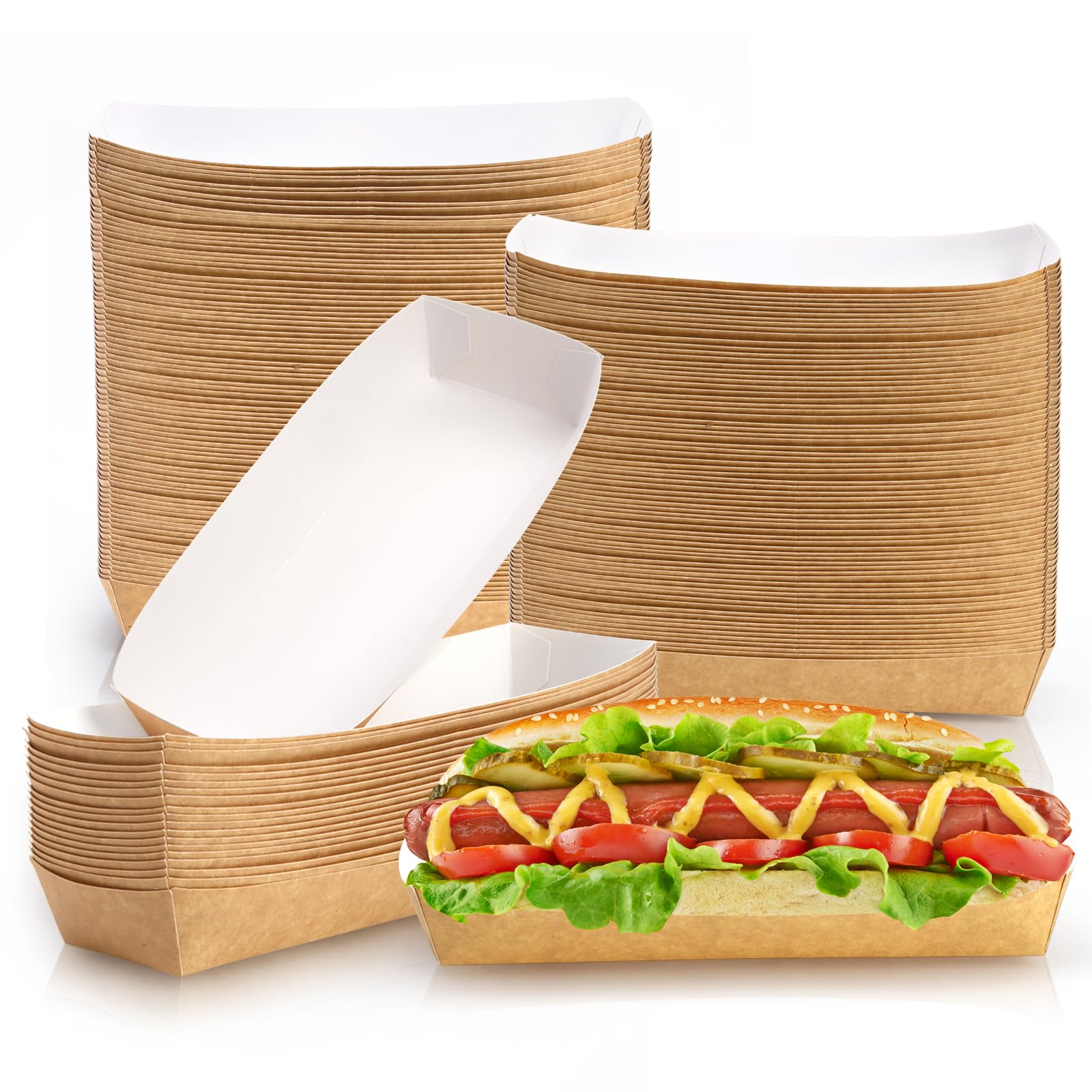 Amazon.com: Lyellfe 200 Pack Paper Food Boats, Heavy Duty Hot Dog Tray ...