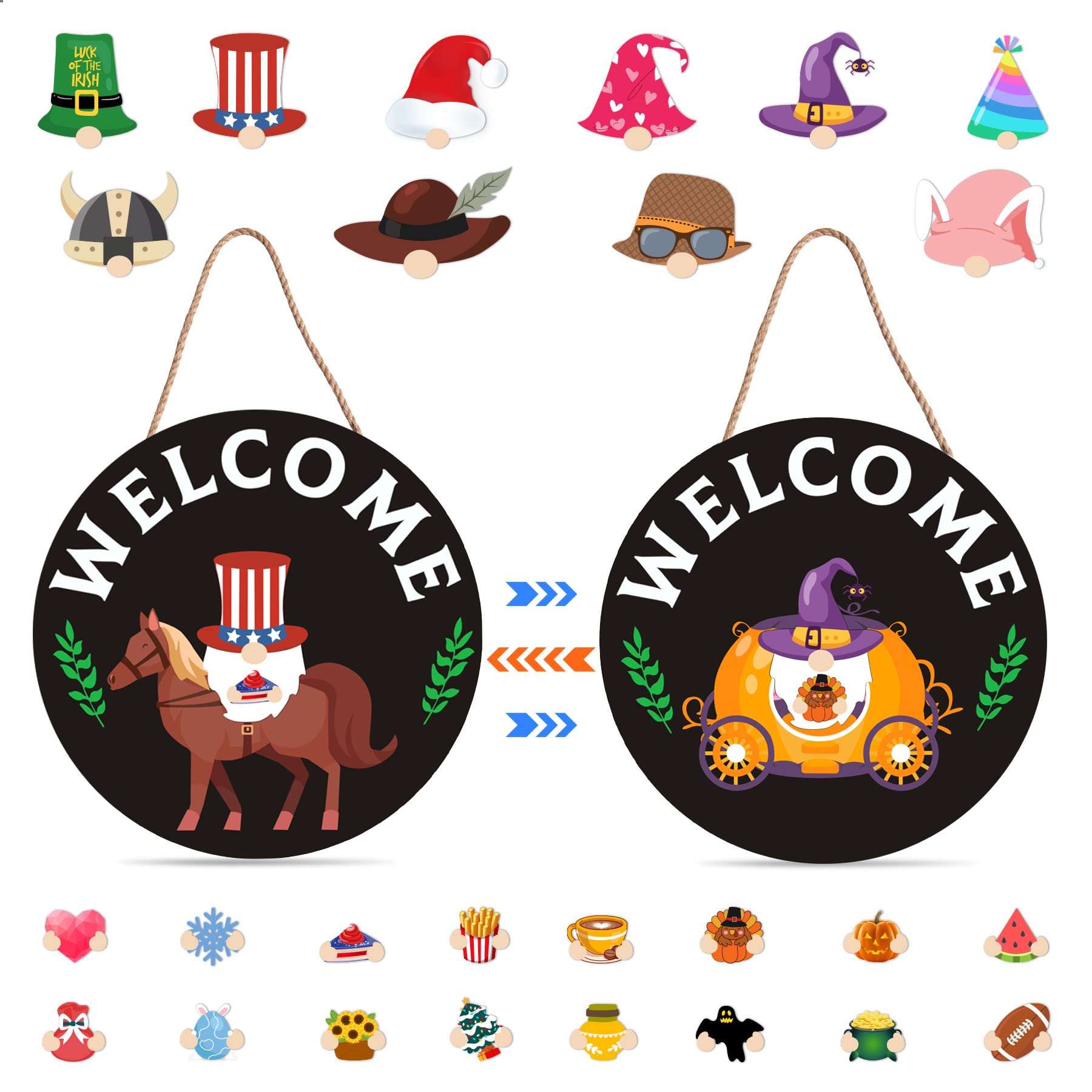 Amazon.com : Fortuning's JDS Welcome Sign, Farmhouse Front Door Hanging ...