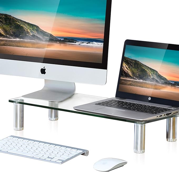 Amazon.com: FITUEYES Glass Desktop Stand Computer Monitor Riser for ...