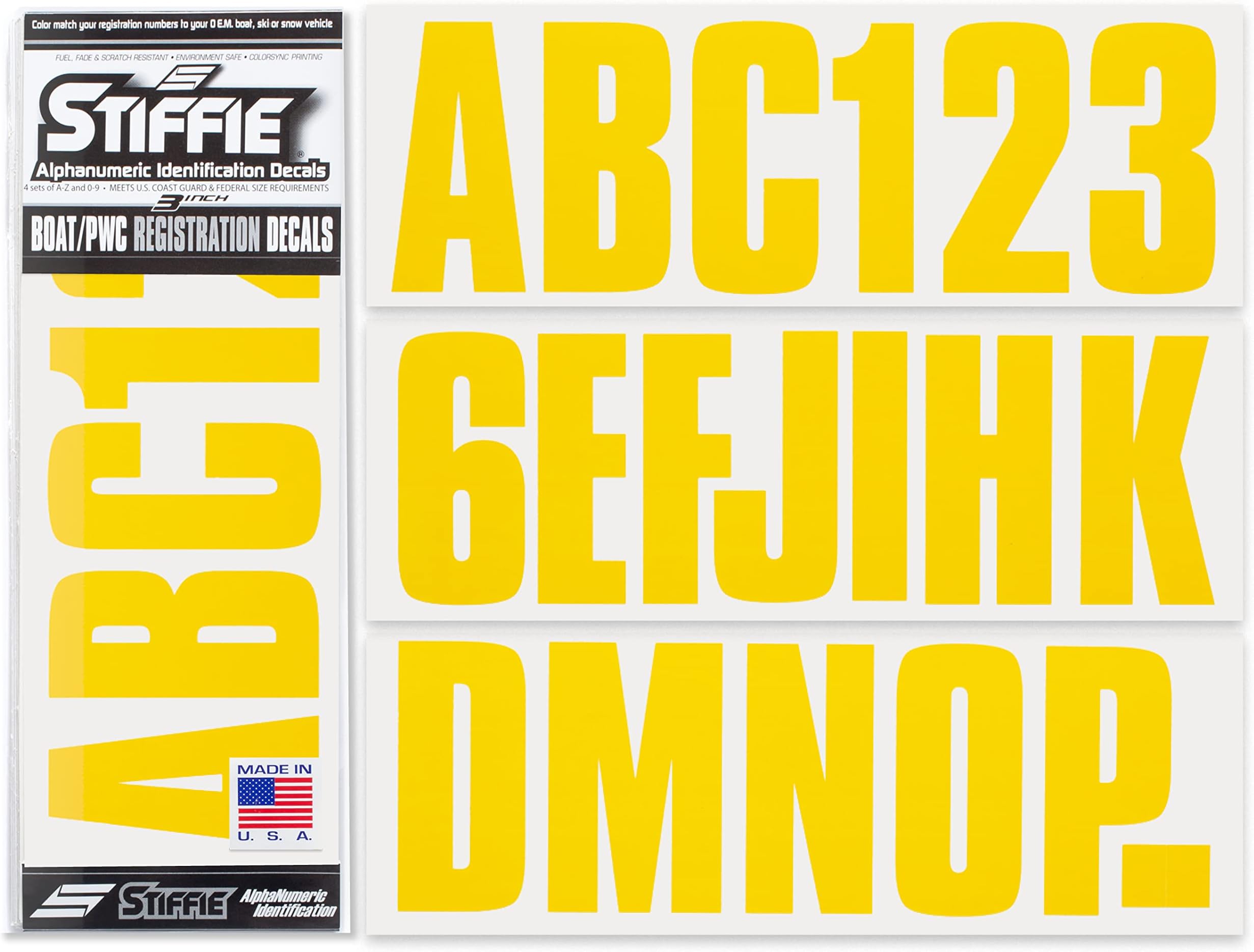 Amazon.com - STIFFIE Techtron Yellow/Black 3" Alpha-Numeric ...