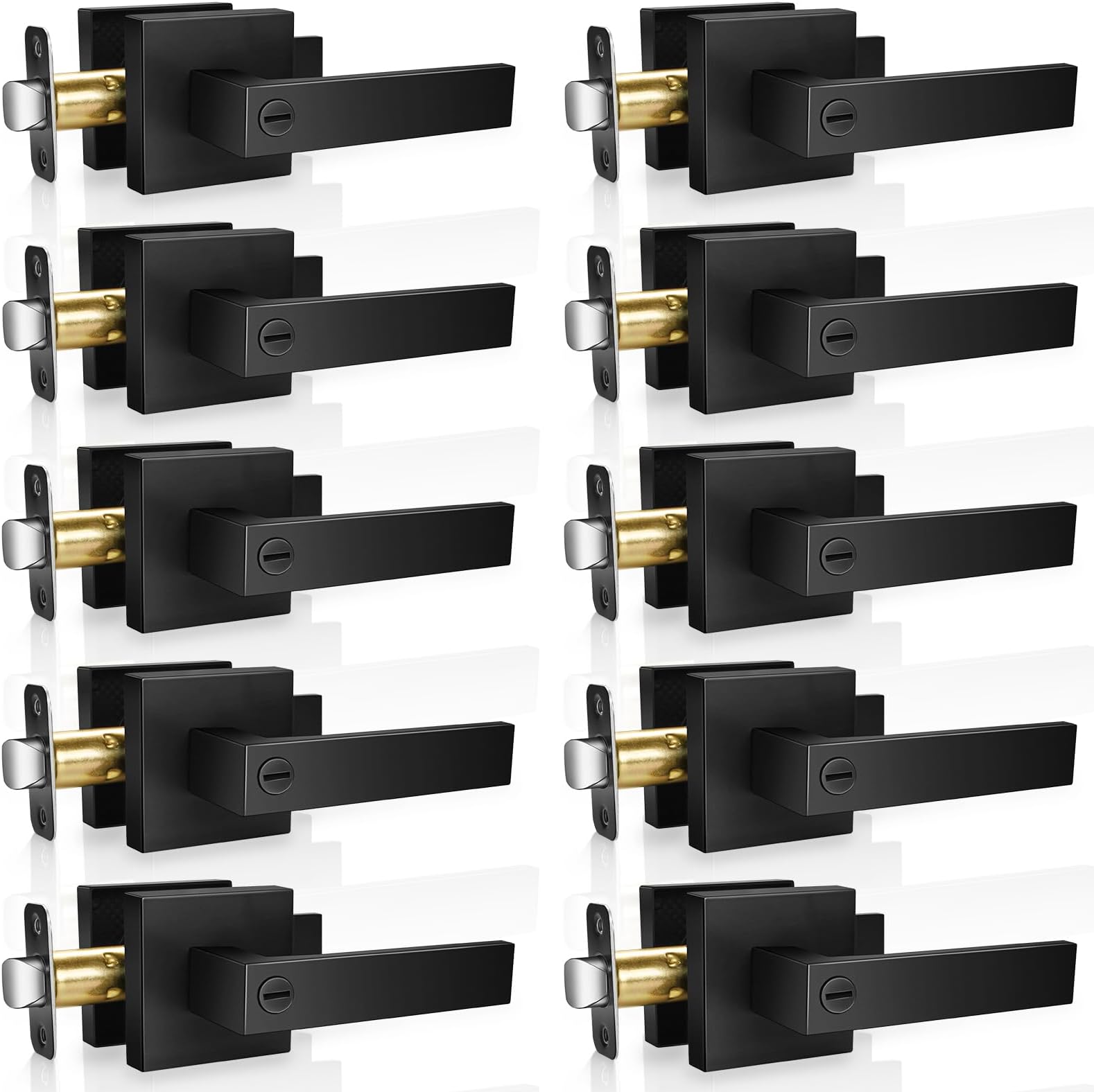 Onateel 10 Pack Modern Black Door Handles Privacy Door Levers Black ...