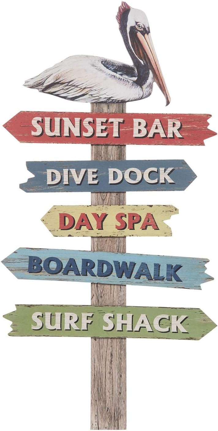 Amazon.com: Beachcombers 11.75" x 23.25" Pelican Wooden Boardwalk Post ...