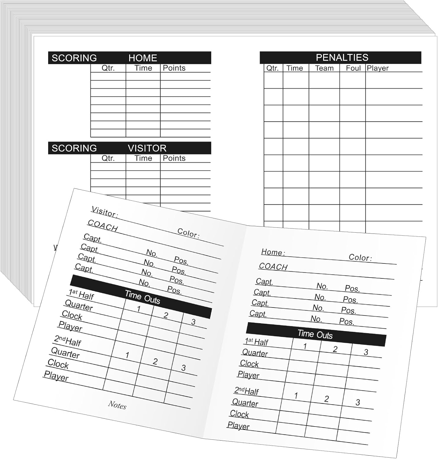 Amazon.com : Seenelling 50 Packs Football Referee Cards 4 Sided ...