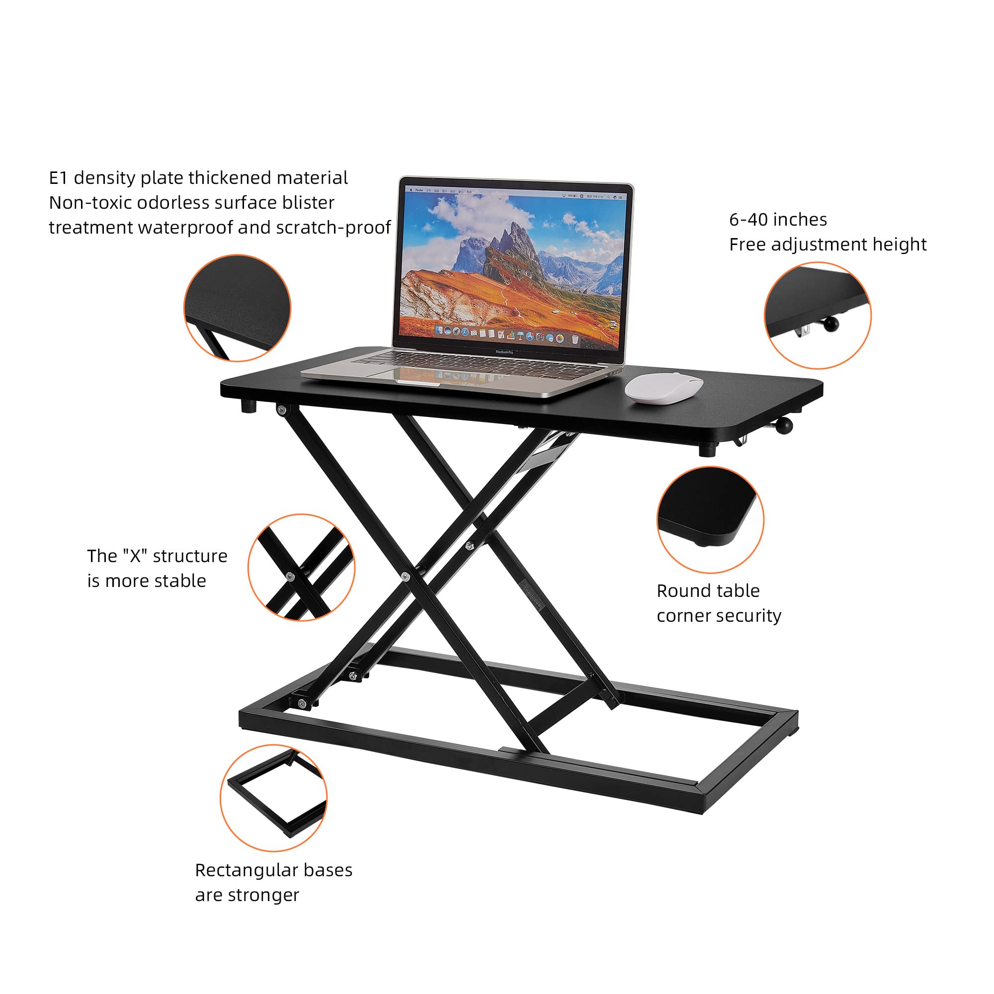 Snapklik.com : Yoopin Standing Desk Converter Matte Black, Stand Up ...