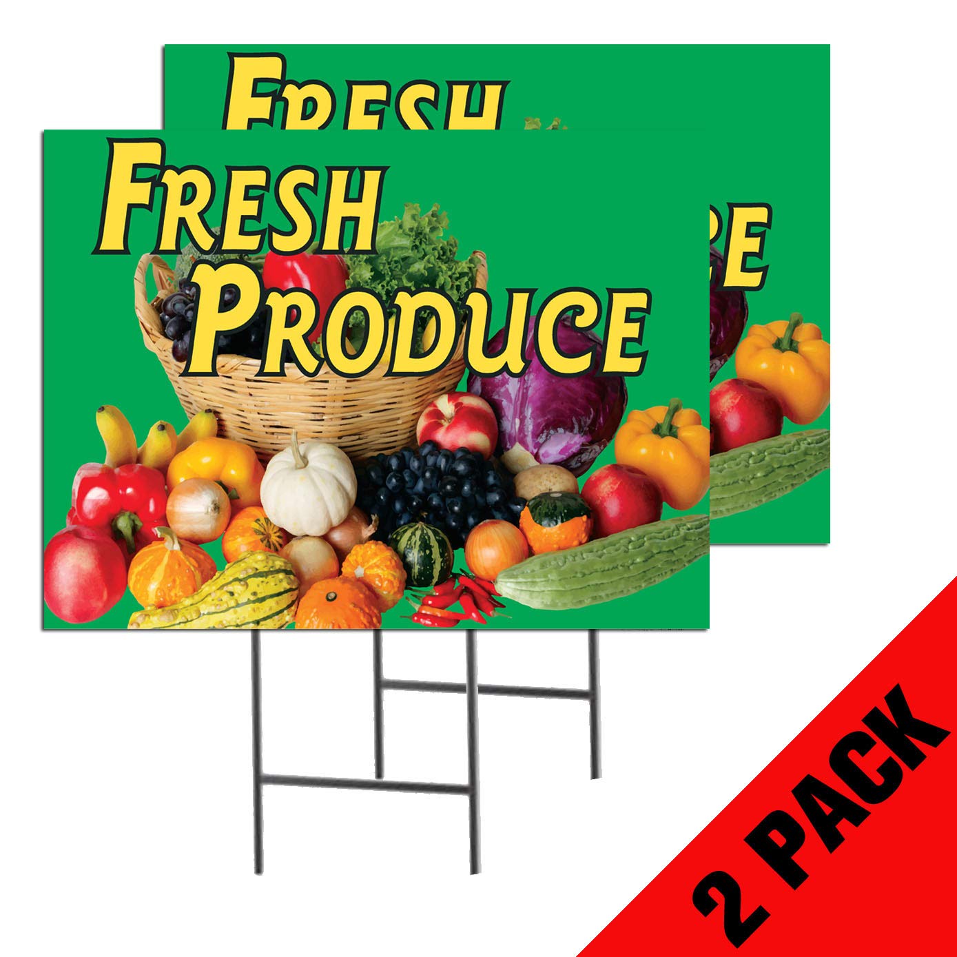 Amazon.com : Fresh Produce | 2-Pack Double Sided Outdoor Yard Signs ...