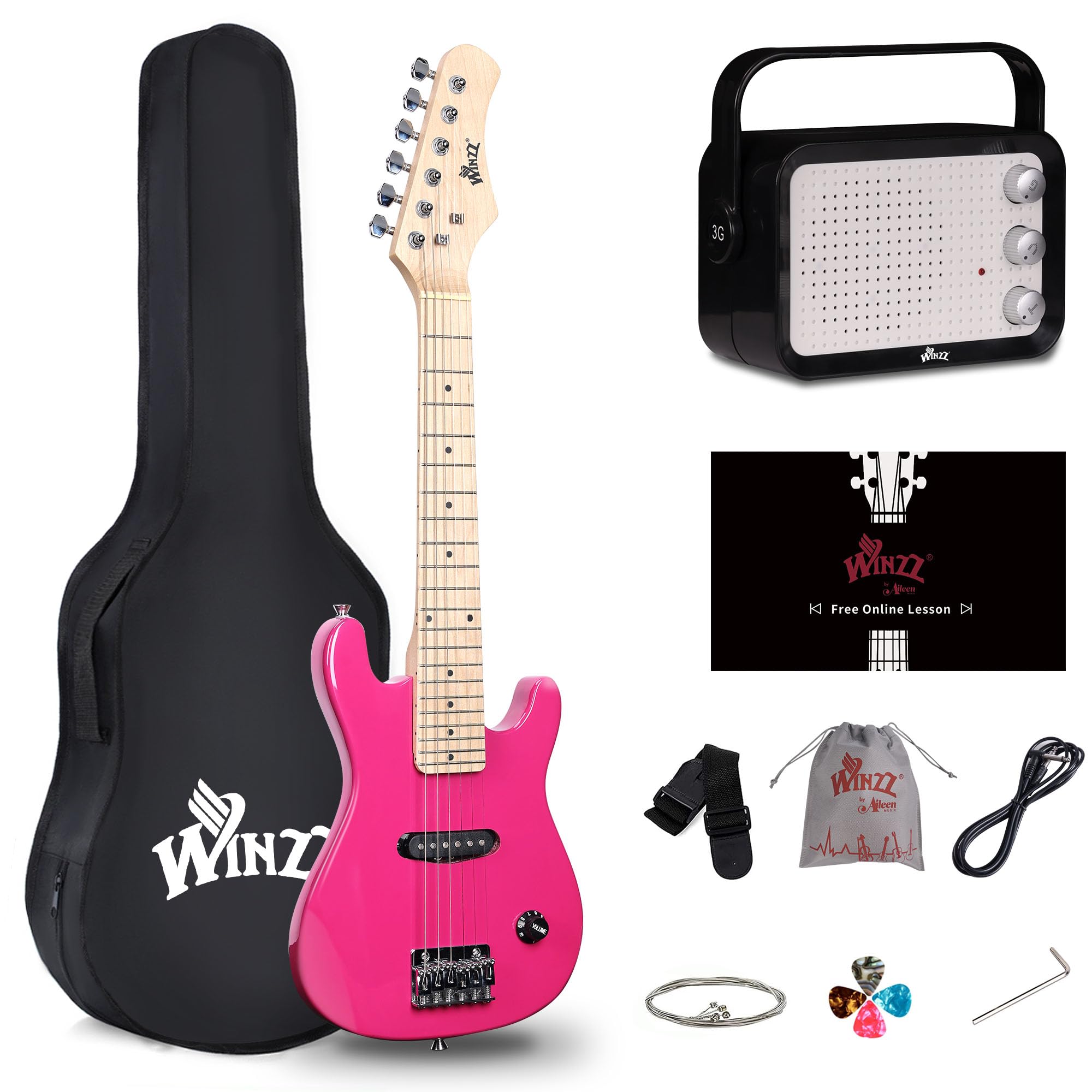 Amazon.com: WINZZ 30 Inch Kids Electric Guitar Kit, Beginner Mini ...